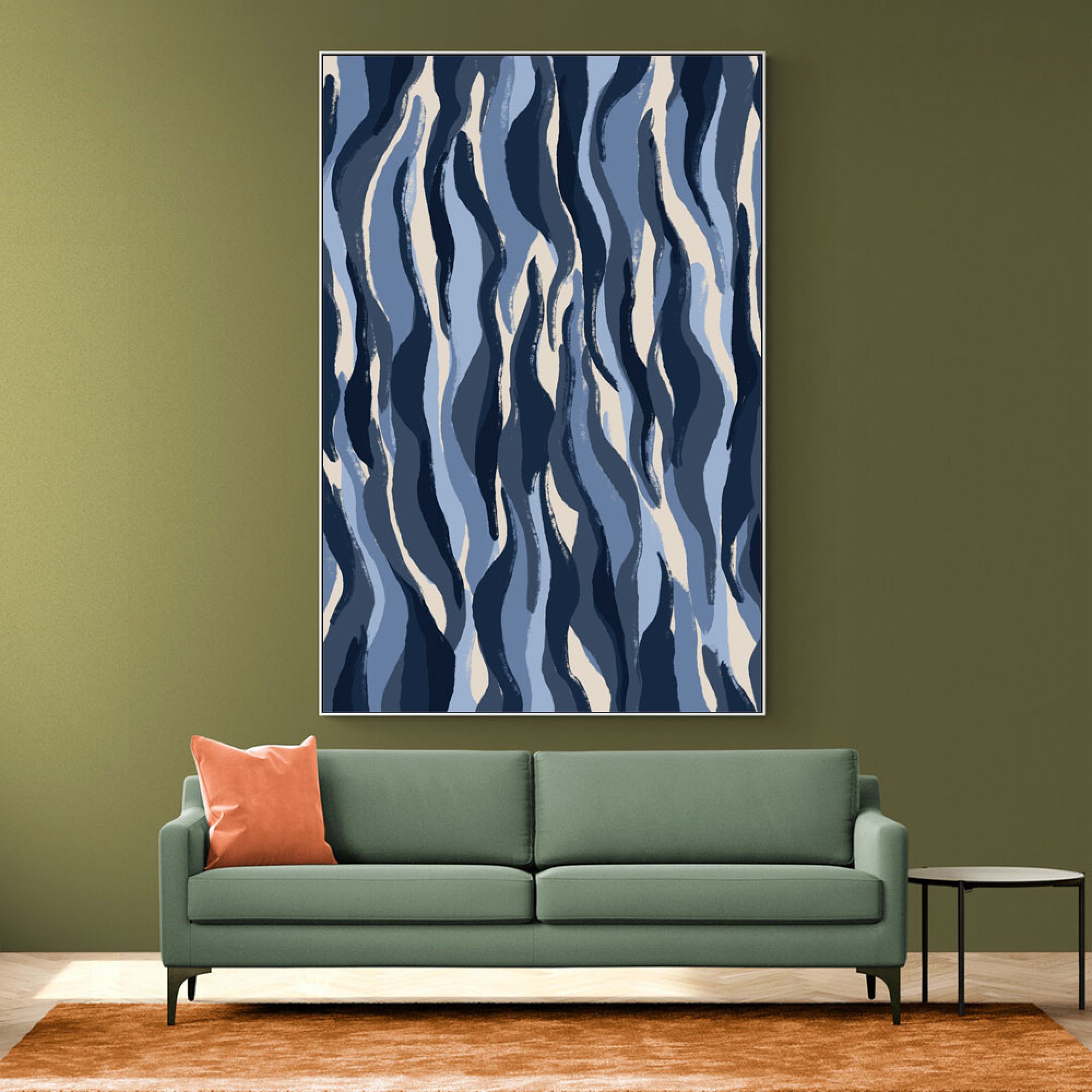 Blue Tiger Pattern Wall Art