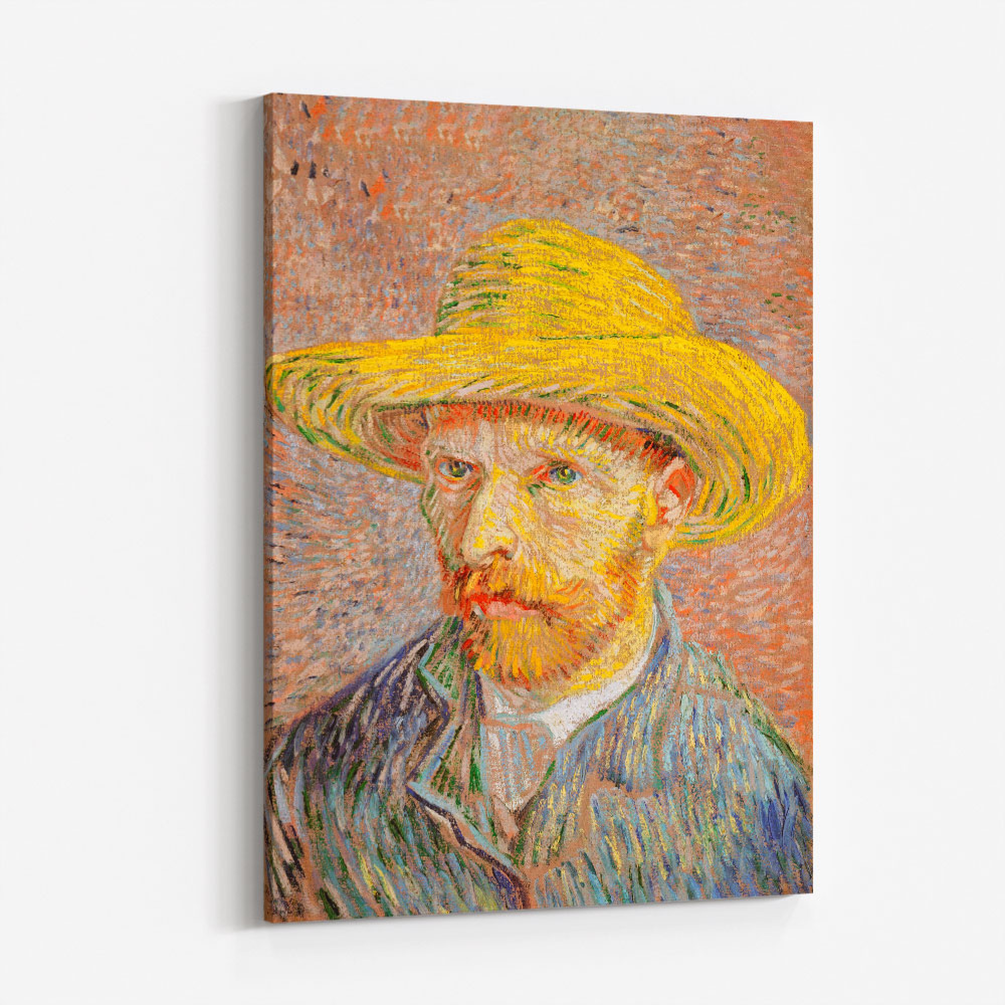 Self Portrait with a Straw Hat (1887) by Vincent Van Gogh Wall Art