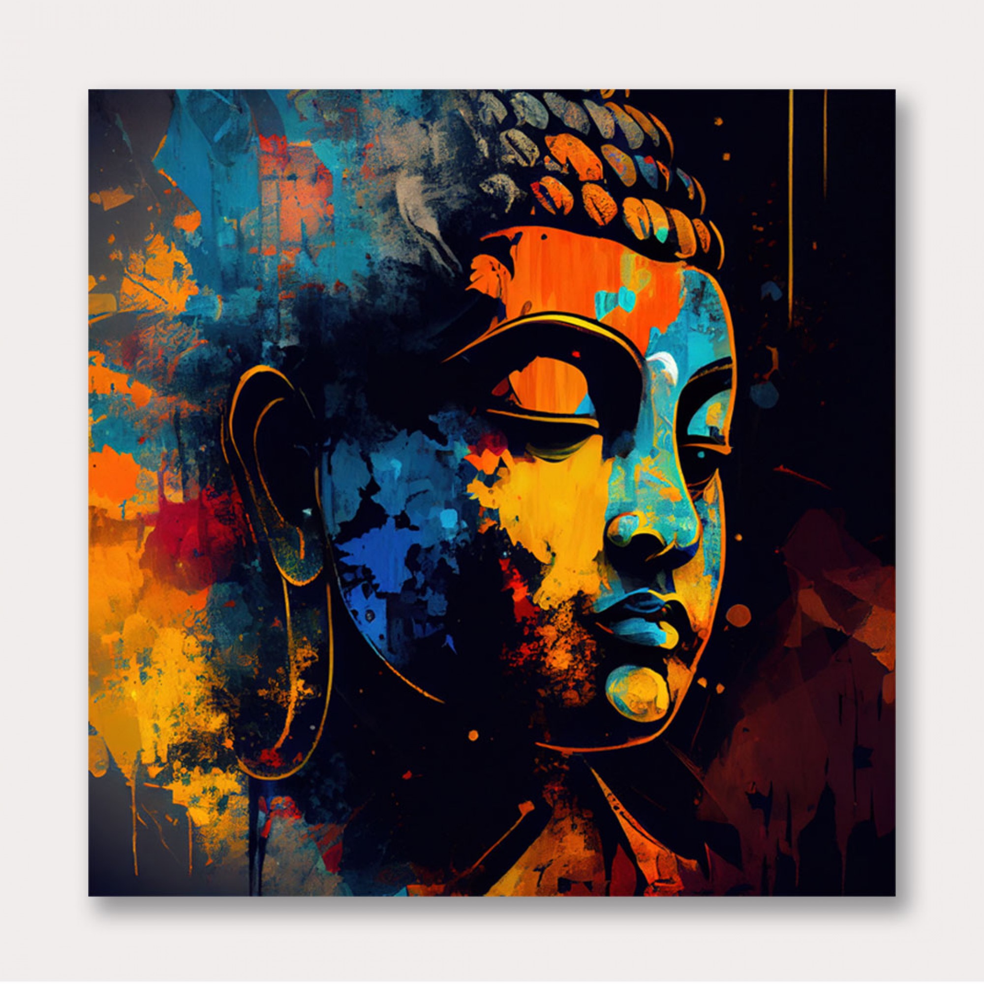 Buddha Head Abstract Color 1 Square Wall Art