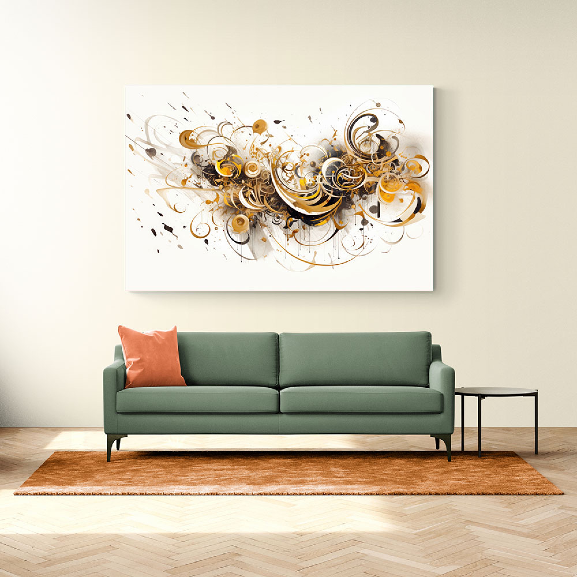 Gold Abstract Calligraphy Wall Art
