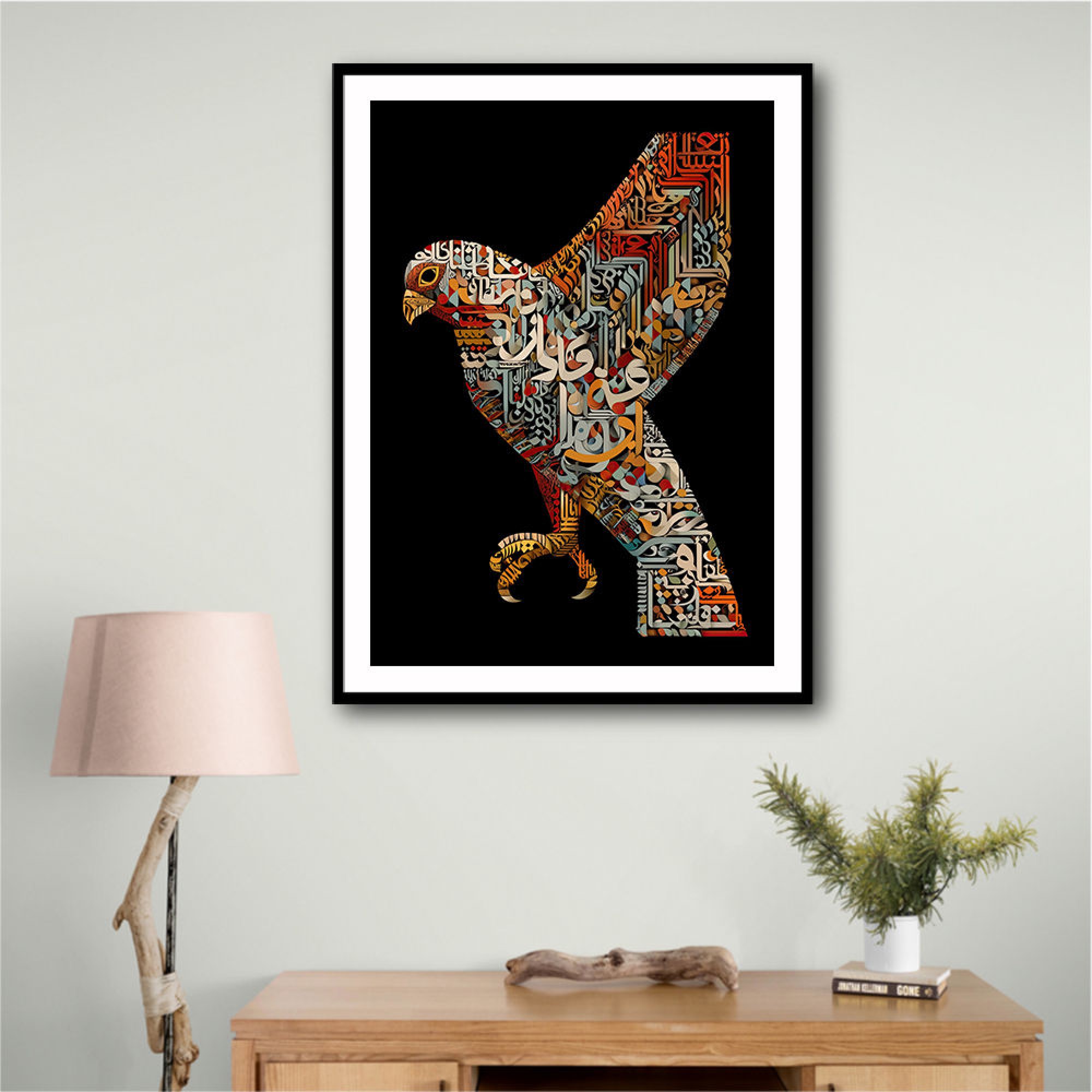 Abstract style Falcon Arabic calligraphy wall art