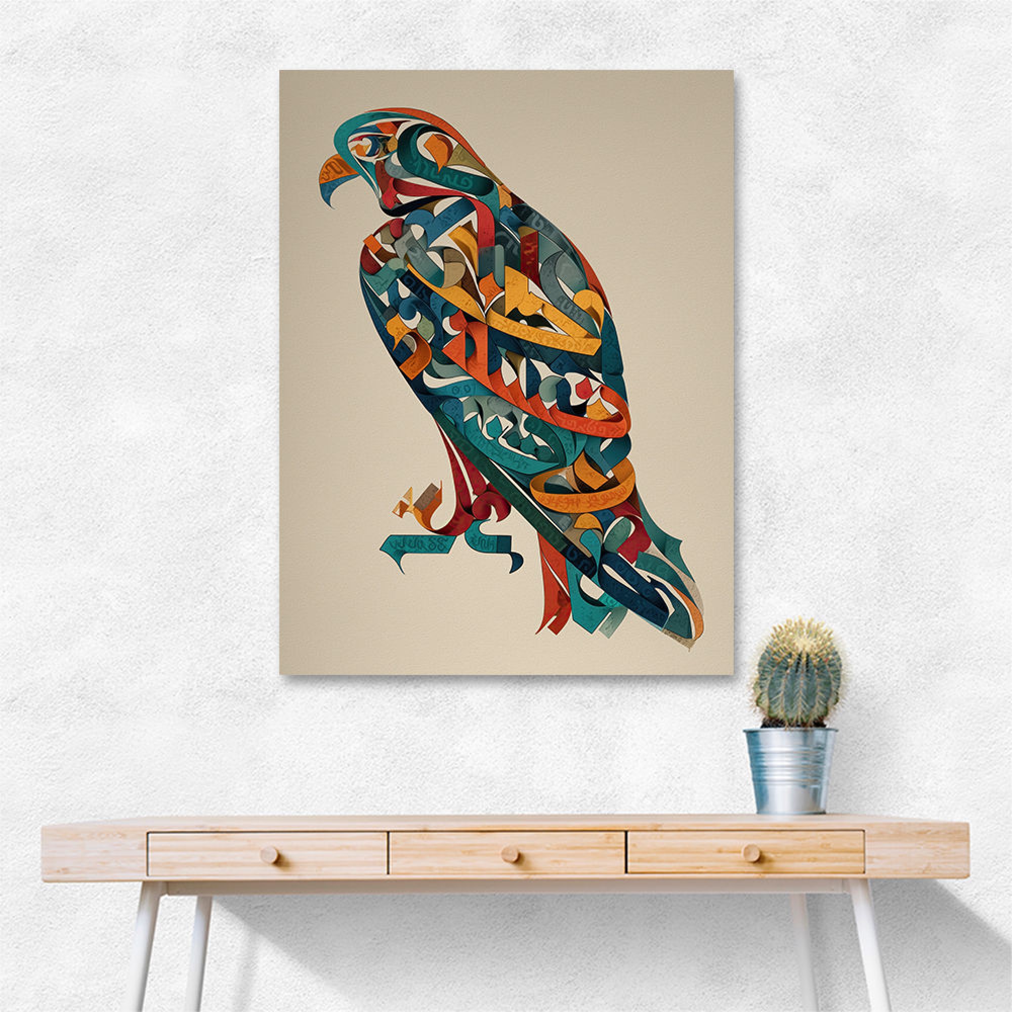 Abstract style Falcon Arabic calligraphy wall art 4