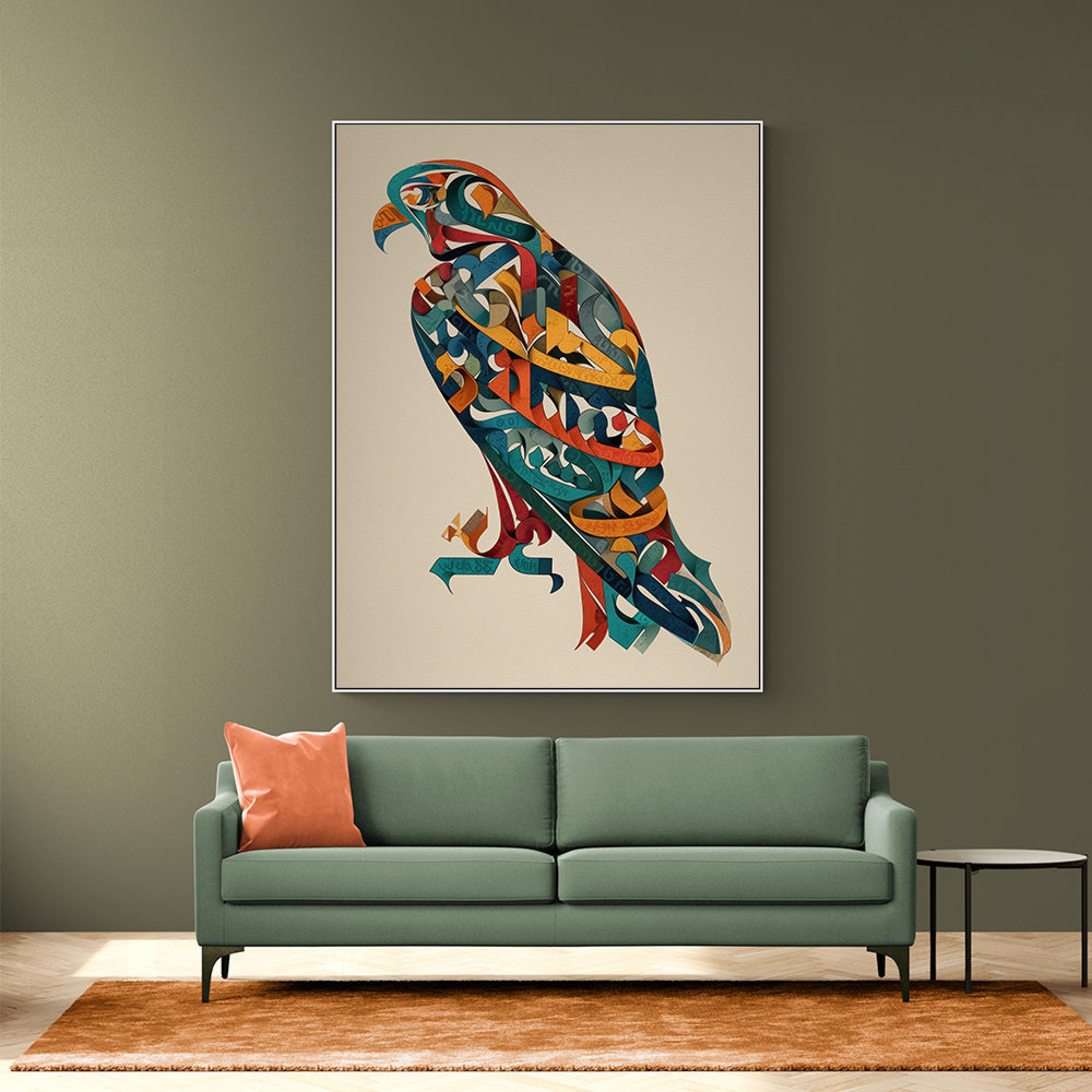 Abstract style Falcon Arabic calligraphy wall art 4