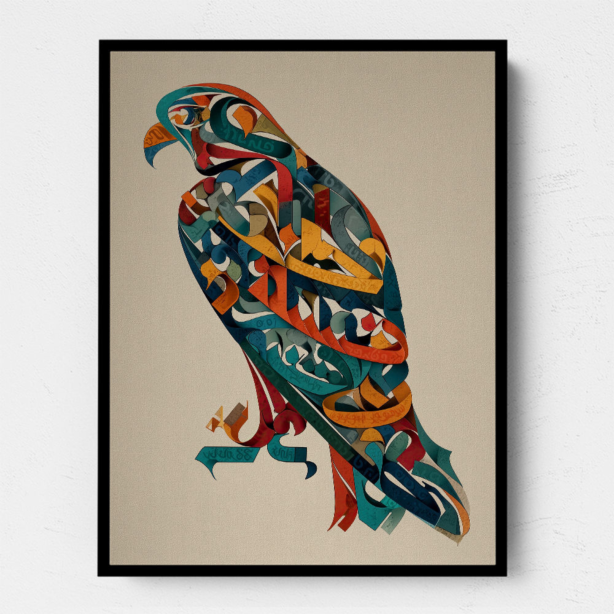 Abstract style Falcon Arabic calligraphy wall art 4