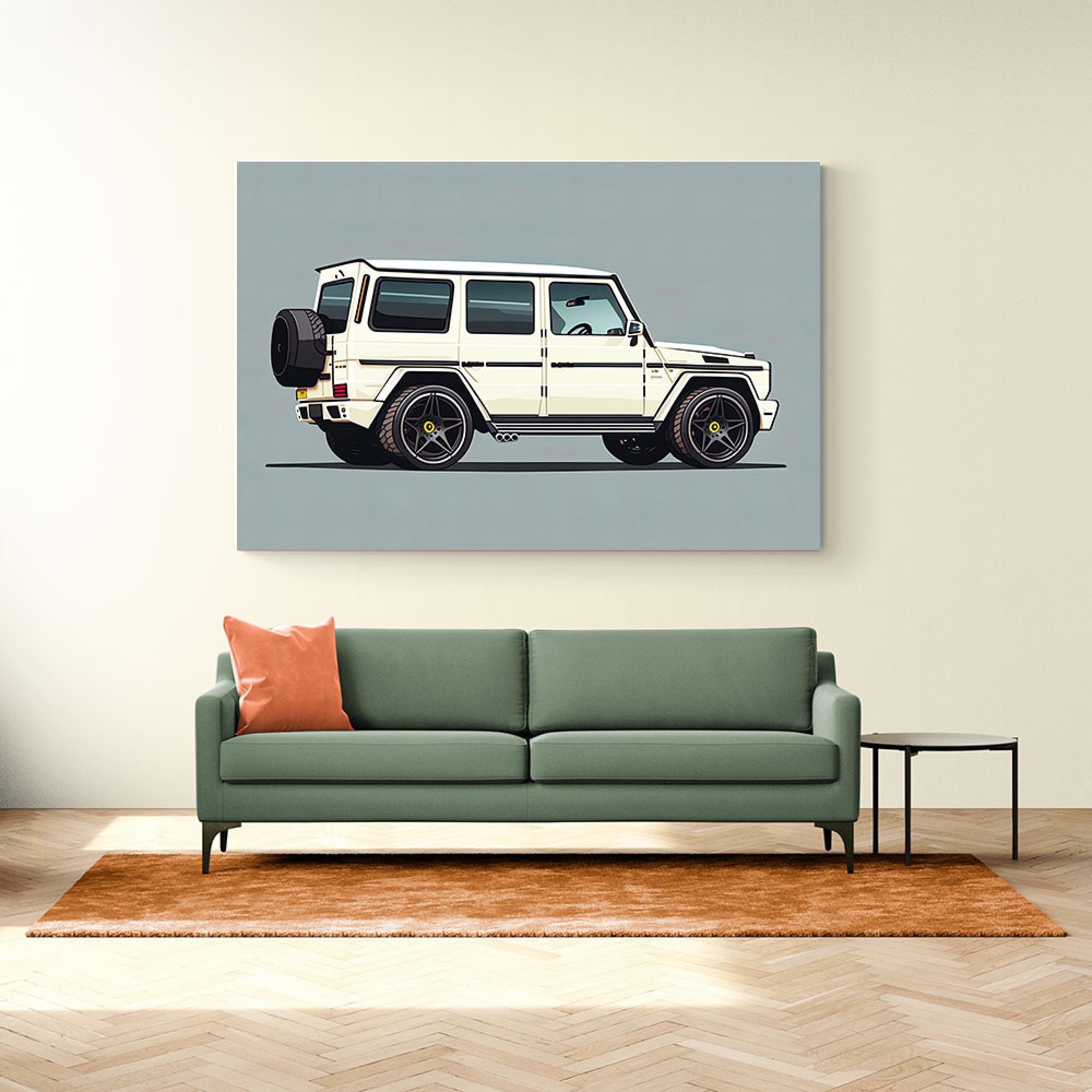 Mercedes G Wagon White Sketch Wall Art