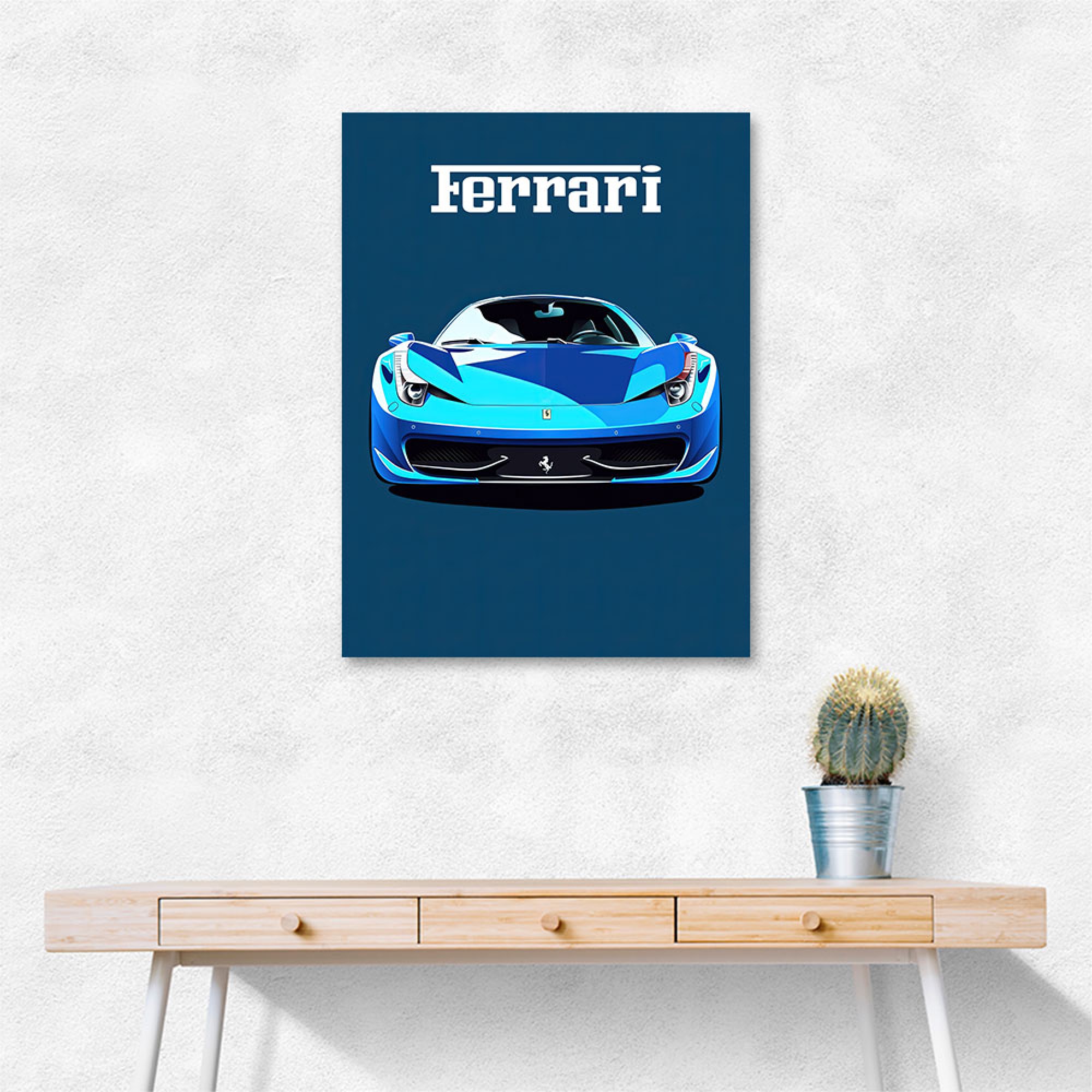 Ferrari 458 Blue Poster Style Wall Art