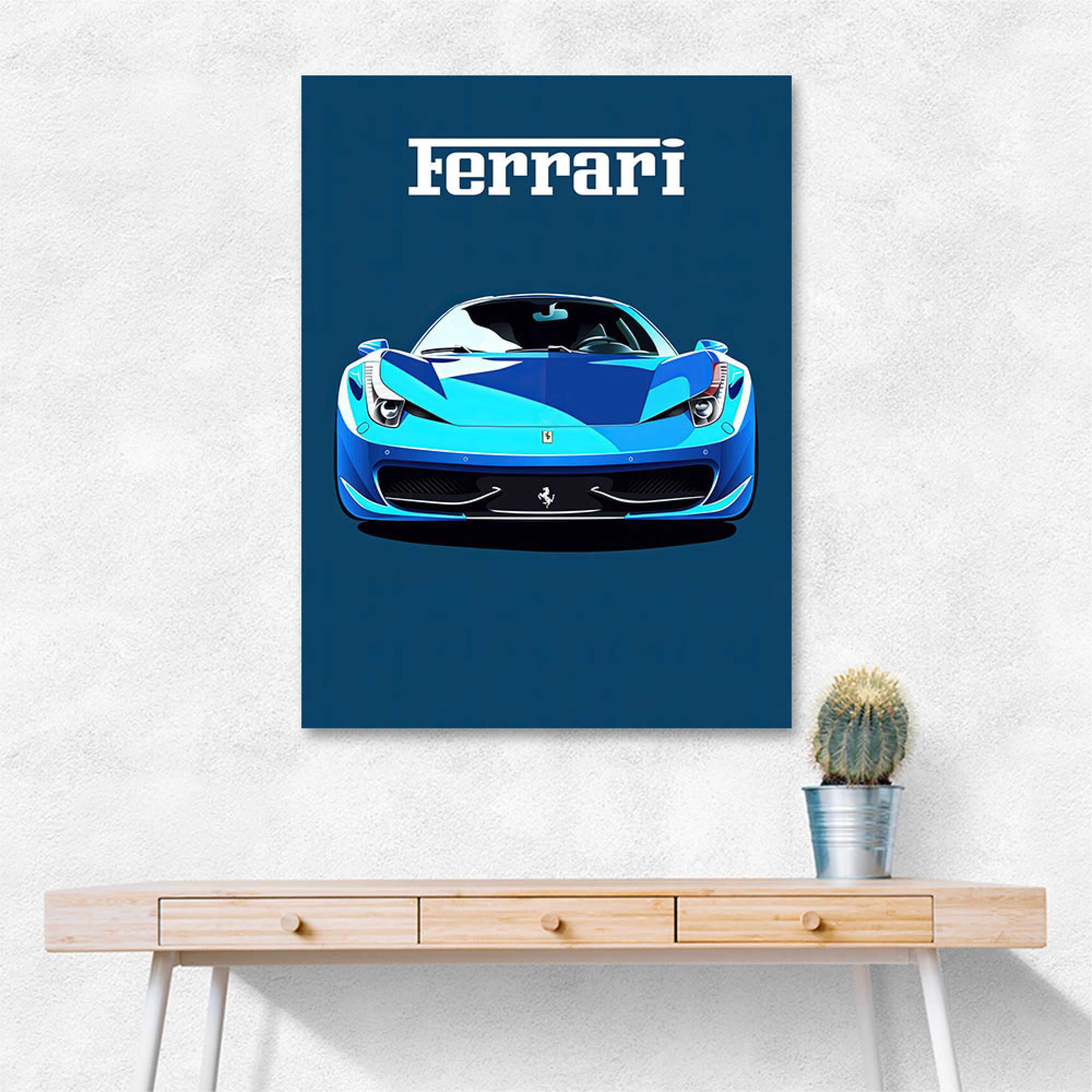 Ferrari 458 Blue Poster Style Wall Art