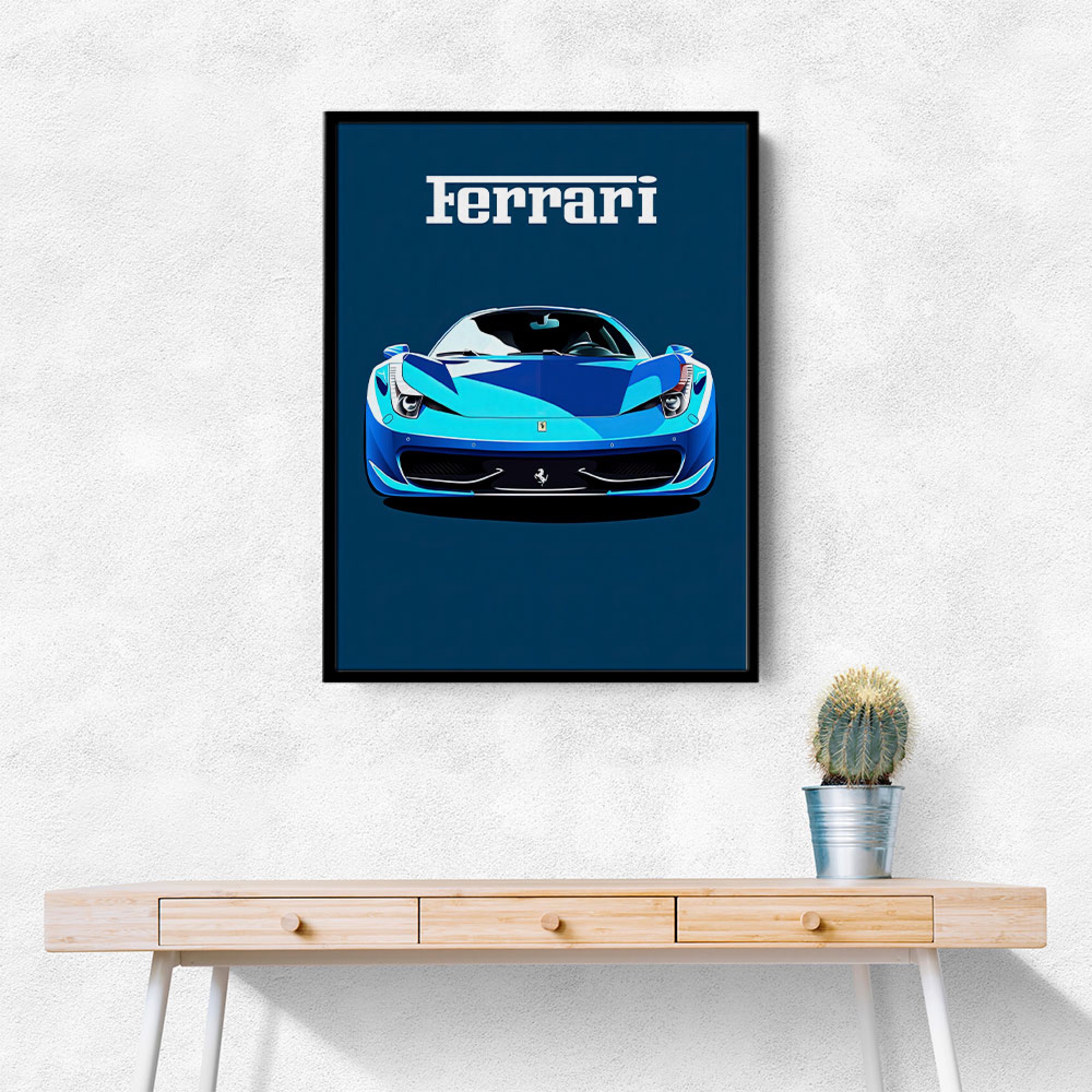 Ferrari 458 Blue Poster Style Wall Art