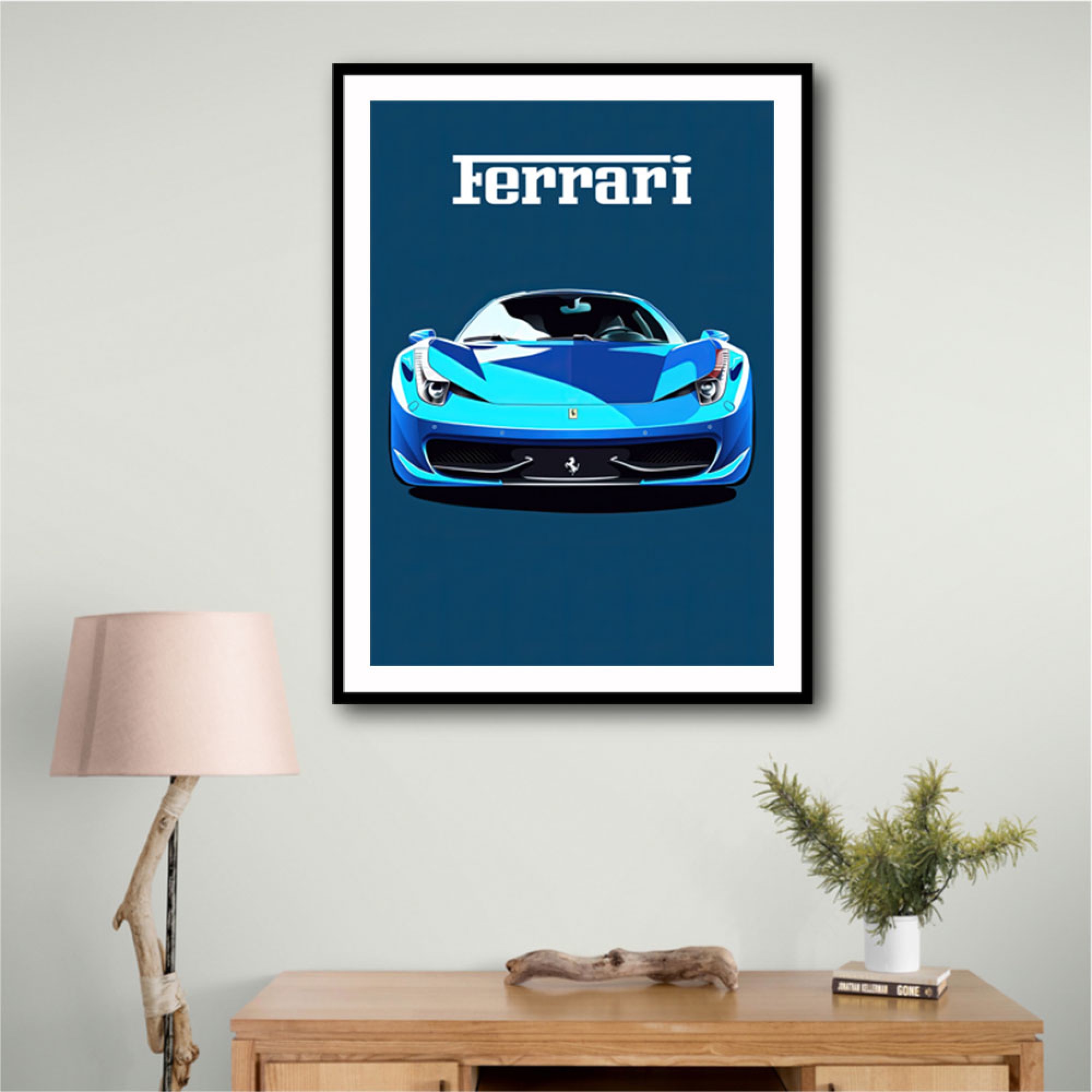 Ferrari 458 Blue Poster Style Wall Art