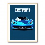 Ferrari 458 Blue Poster Style Wall Art