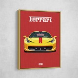 Ferrari 458 Yellow on Red Poster Style Wall Art