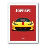 Ferrari 458 Yellow on Red Poster Style Wall Art