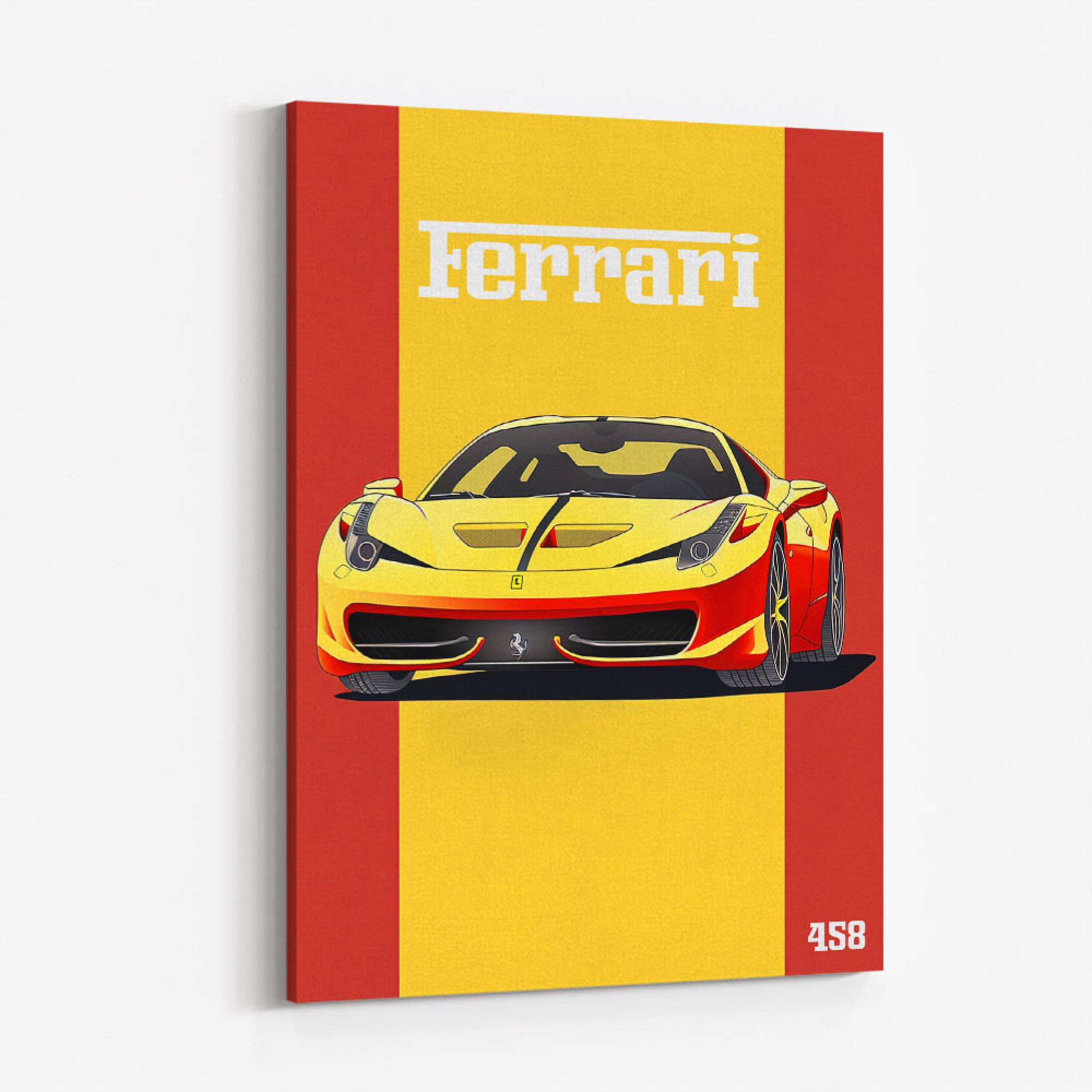 Ferrari 458 Yellow Poster Style Wall Art
