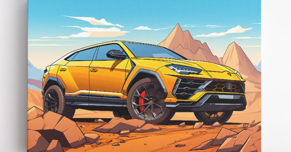 Lamborghini Urus Cartoon Style 2 Wall Art
