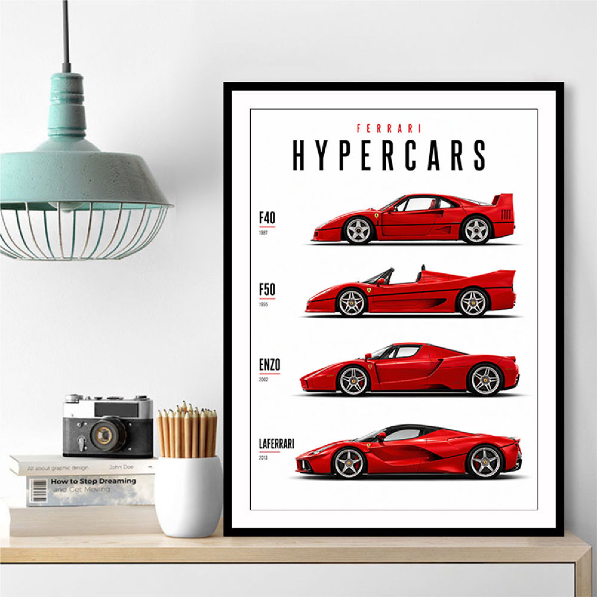 Ferrari Red Hypercars Wall Art | Ferrari Car Print UAE