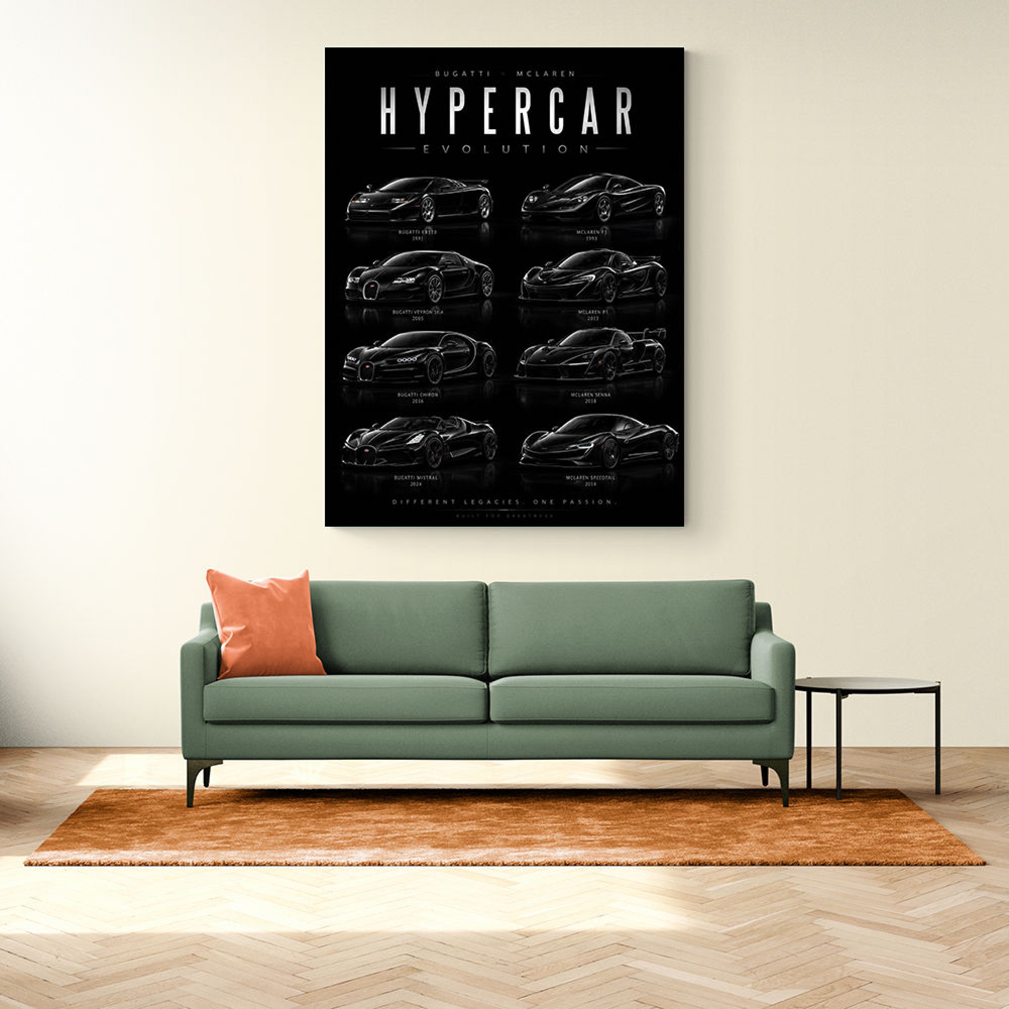 Hypercar Evolution Black Edition Wall Art | Bugatti Vs McLaren Print UAE