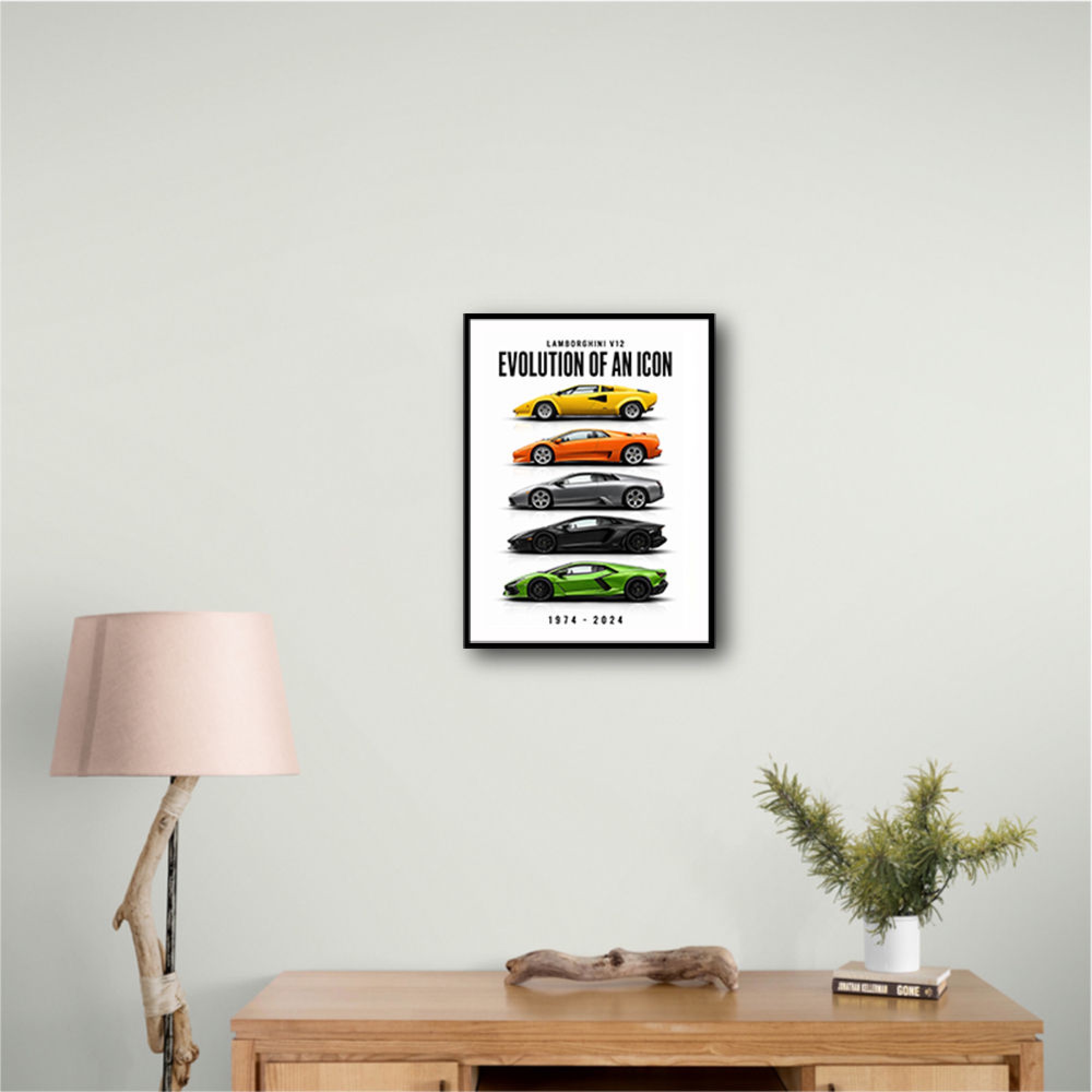 Lamborghini V12 Evolution Art Print | Classic Modern Supercar Wall Art UAE