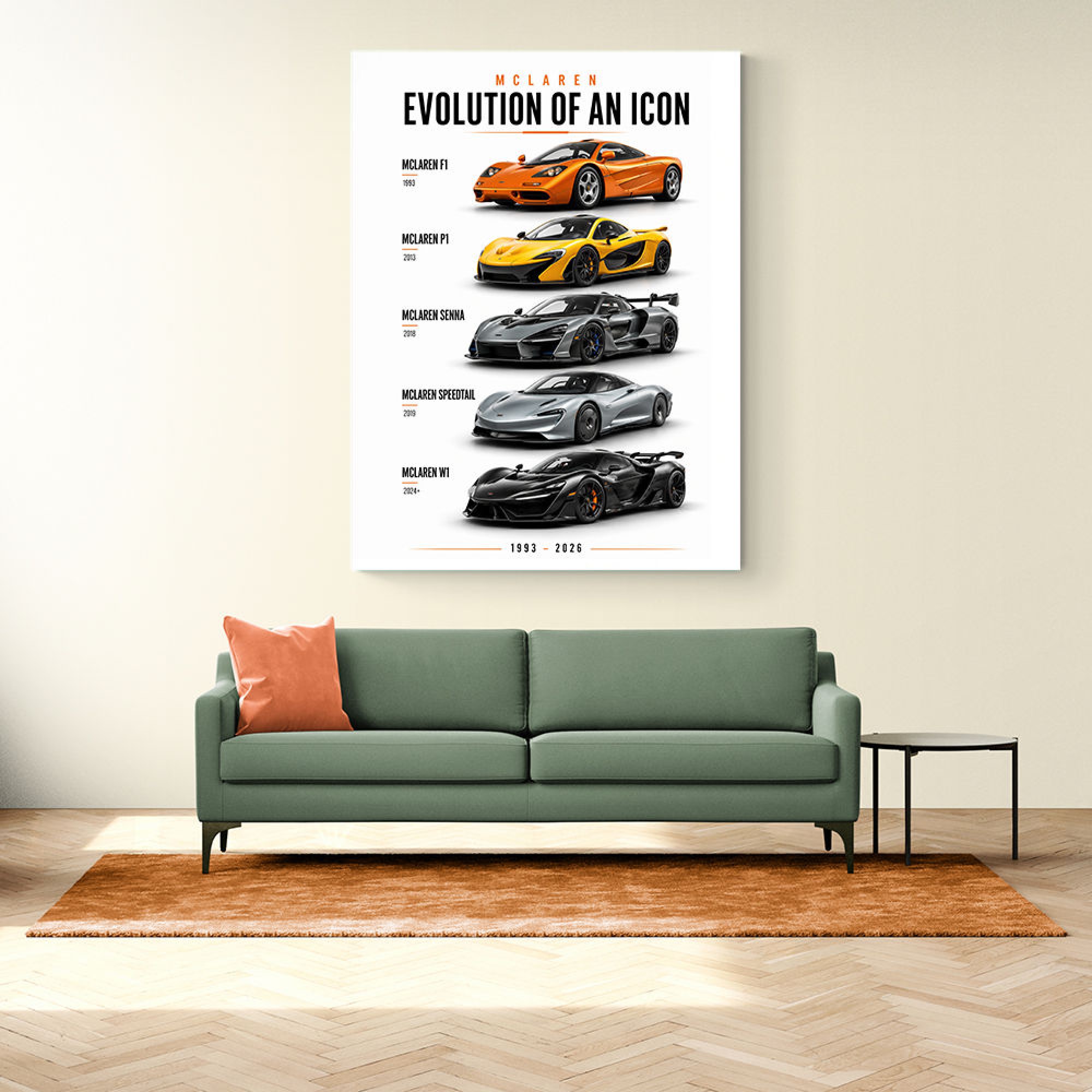 McLaren Cars Evolution Wall Art | Iconic Supercar Print UAE