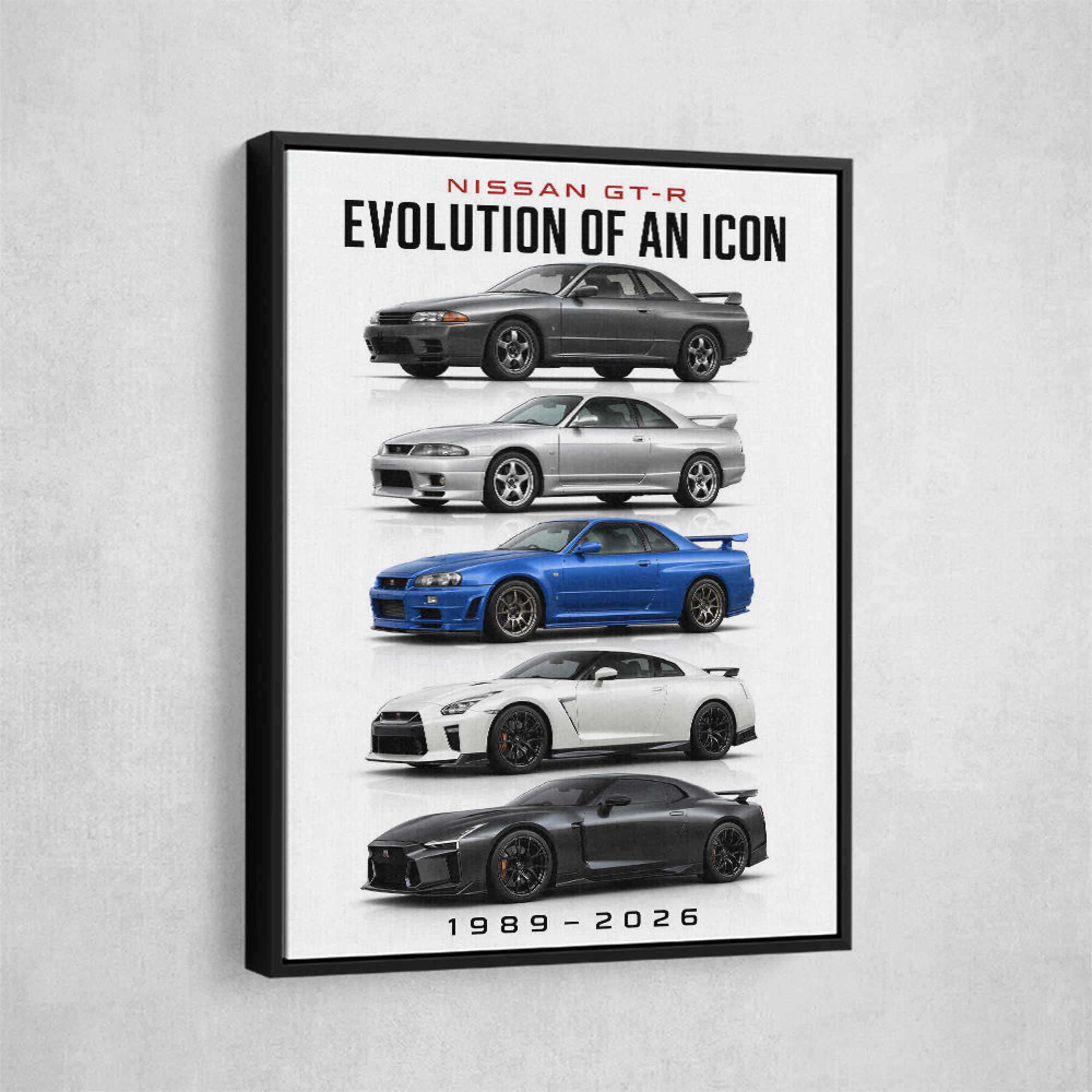 Nissan GT-R Evolution Lineup Wall Art | JDM Car Print UAE