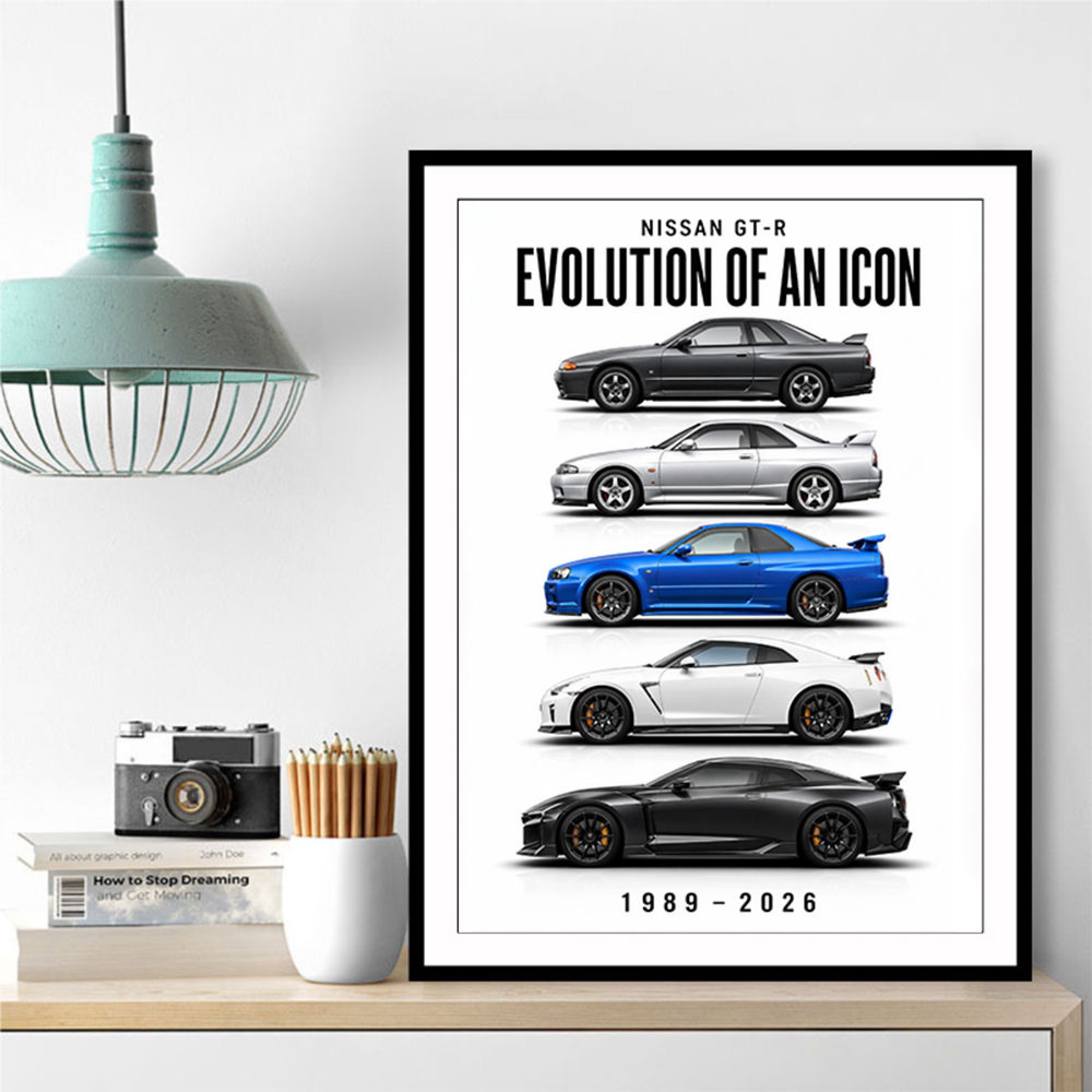 Nissan GTR Evolution White Background Art Print | JDM Wall Art UAE