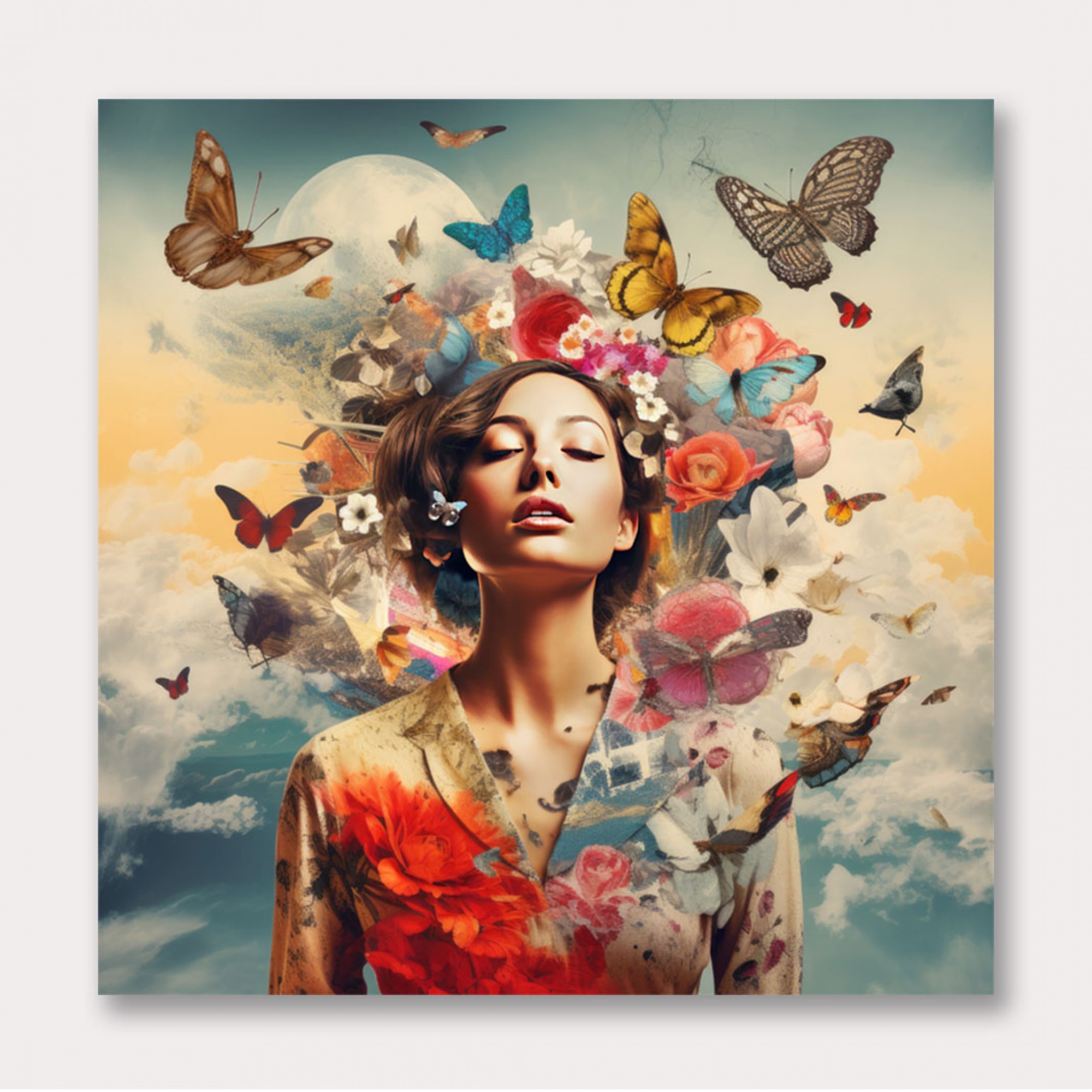 Beauty With Butterfly Crown 3 Collage Wall Art