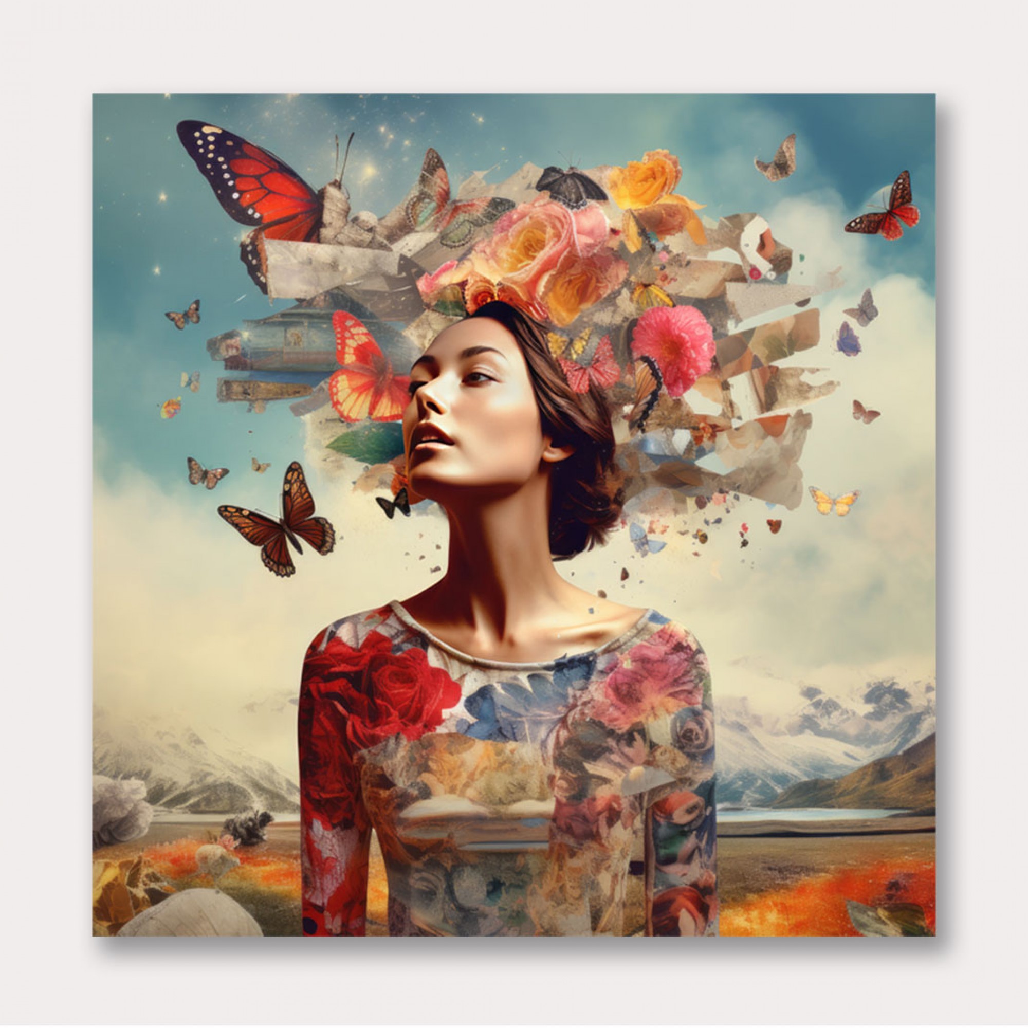 Beauty With Butterfly Crown 5 Collage Wall Art