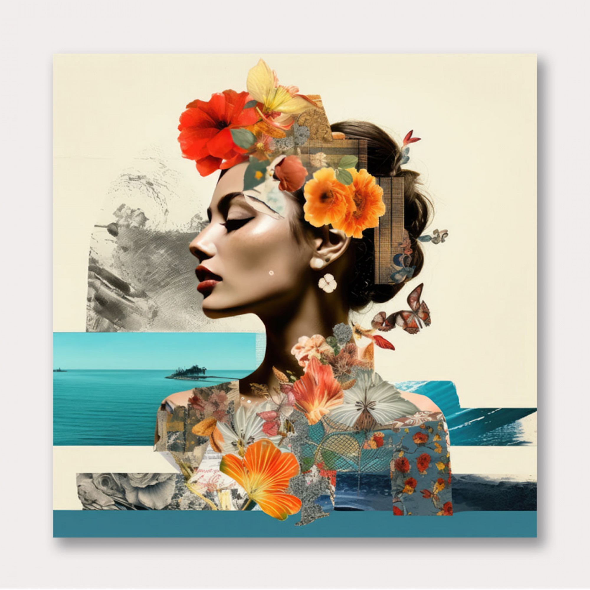 Beauty With Flowers 5 Collage Wall Art