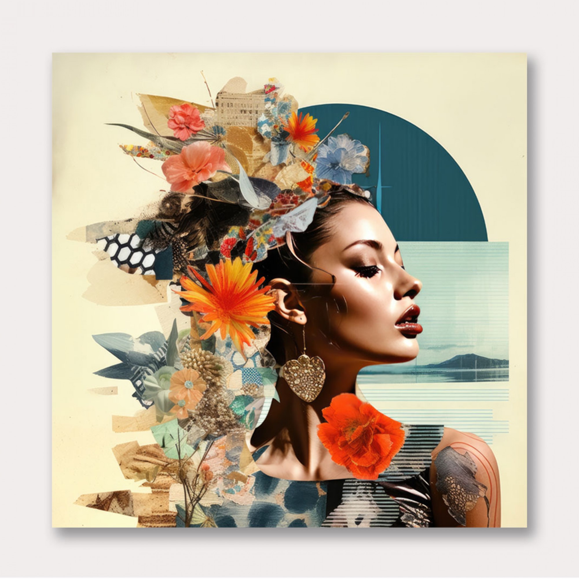 Beauty With Flowers 6 Collage Wall Art