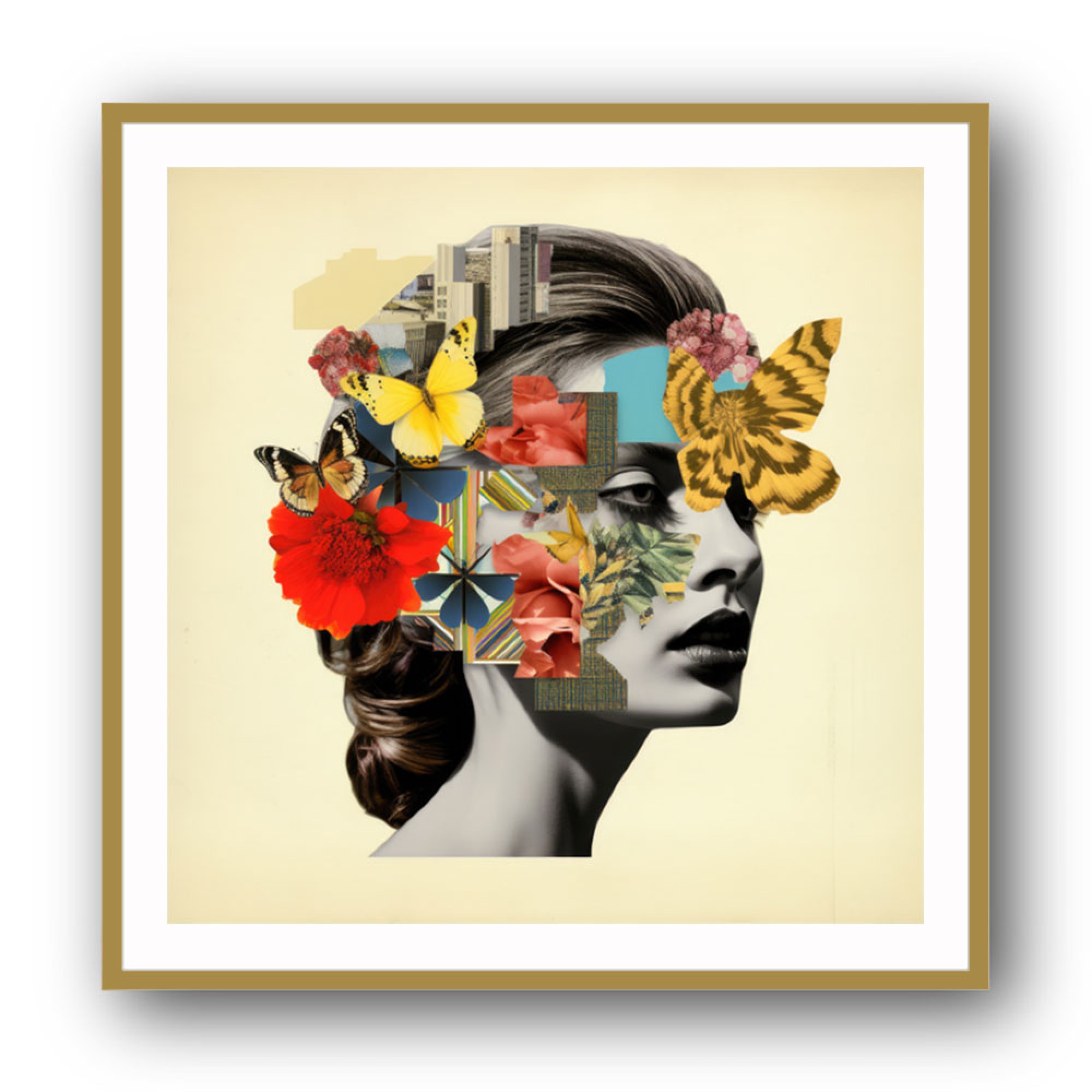 Butterfly Face Collage Wall Art