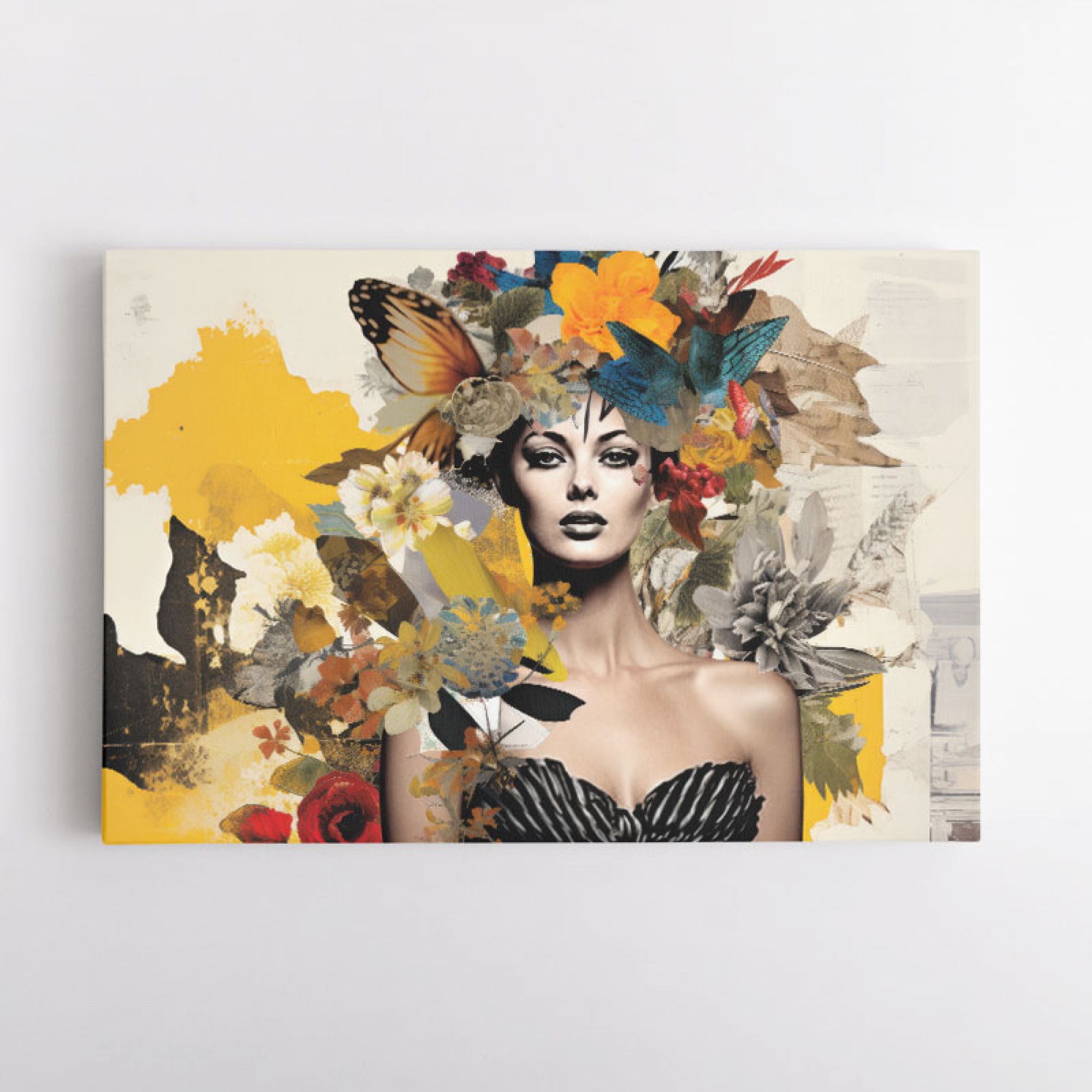 Flowers & Butterfly Women 12 Fusion Collage Wall Art