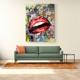Red Lips Grunge Wall Art