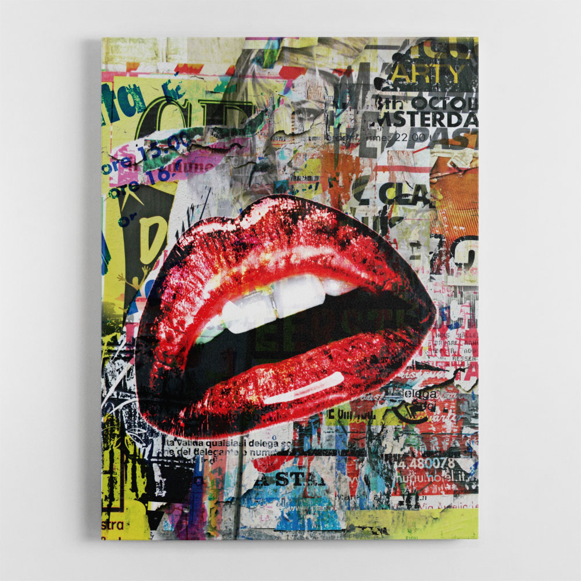 Red Lips Grunge Wall Art