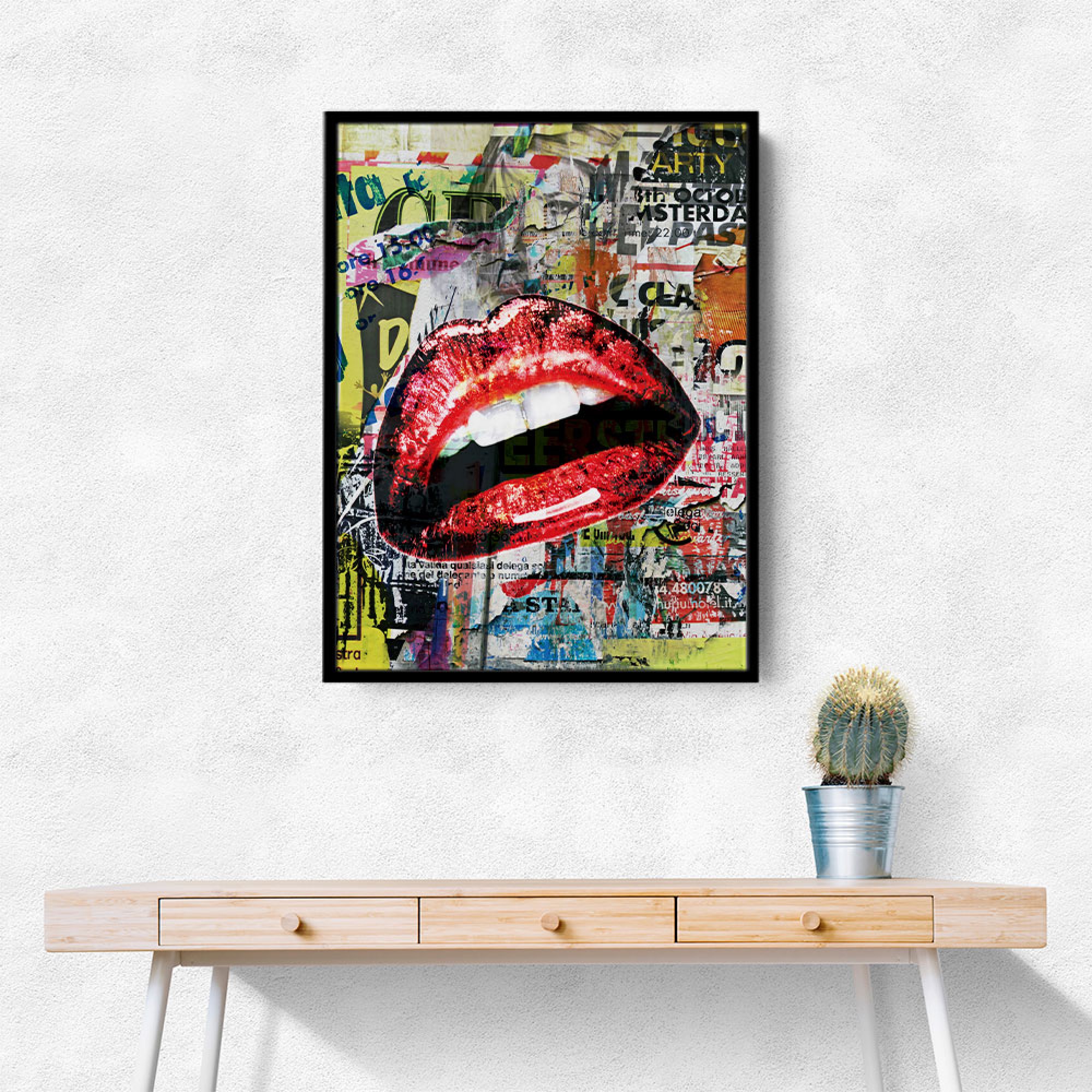 Red Lips Grunge Wall Art