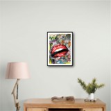 Red Lips Grunge Wall Art