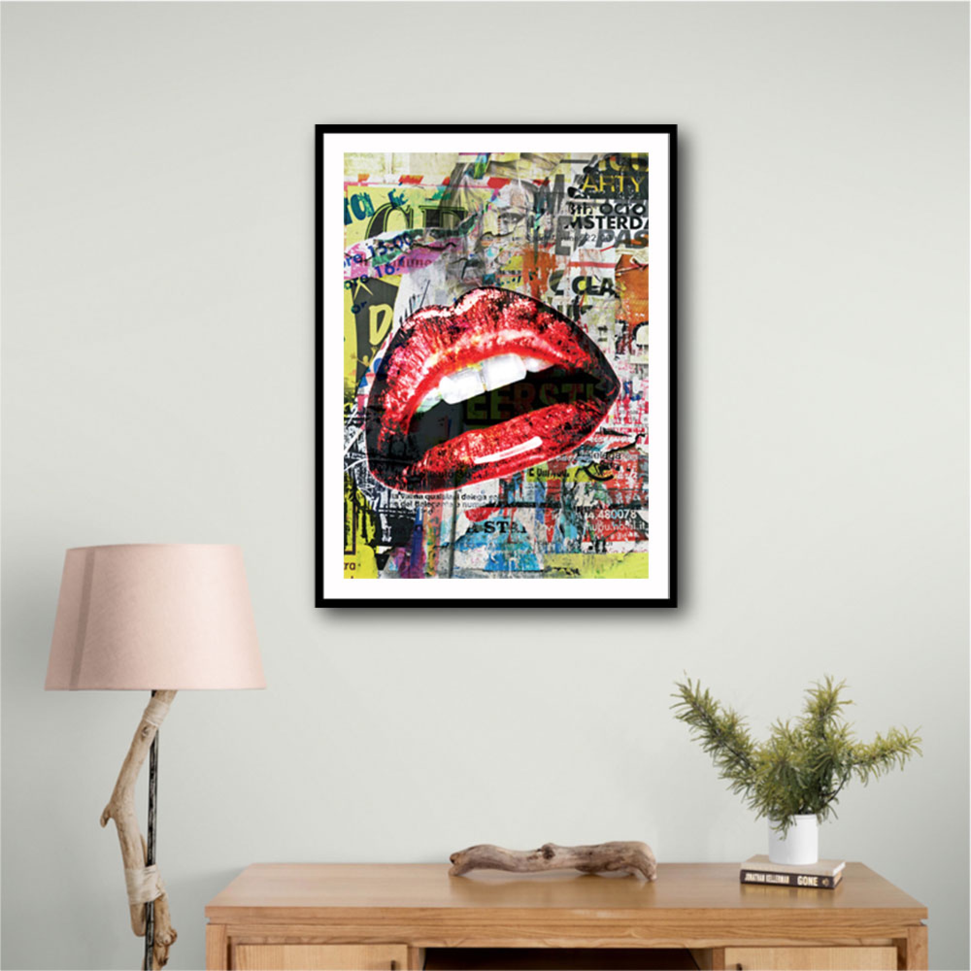 Red Lips Grunge Wall Art