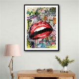 Red Lips Grunge Wall Art