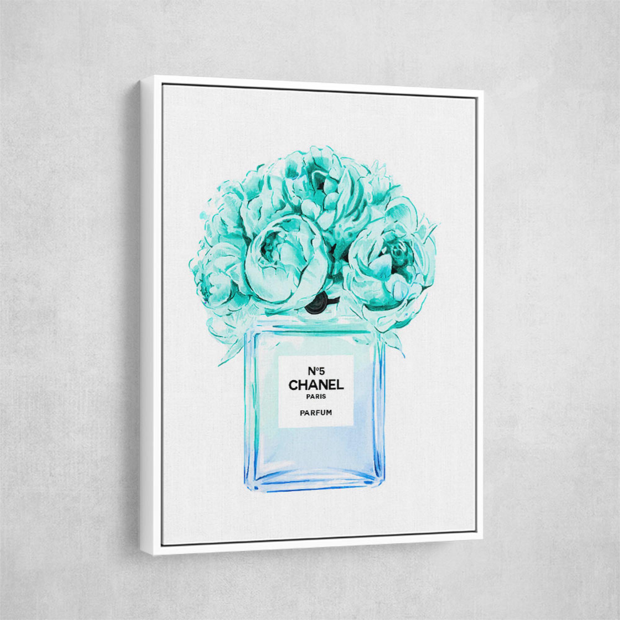 Chanel Blue Flower Perfume Bottle Wall Art