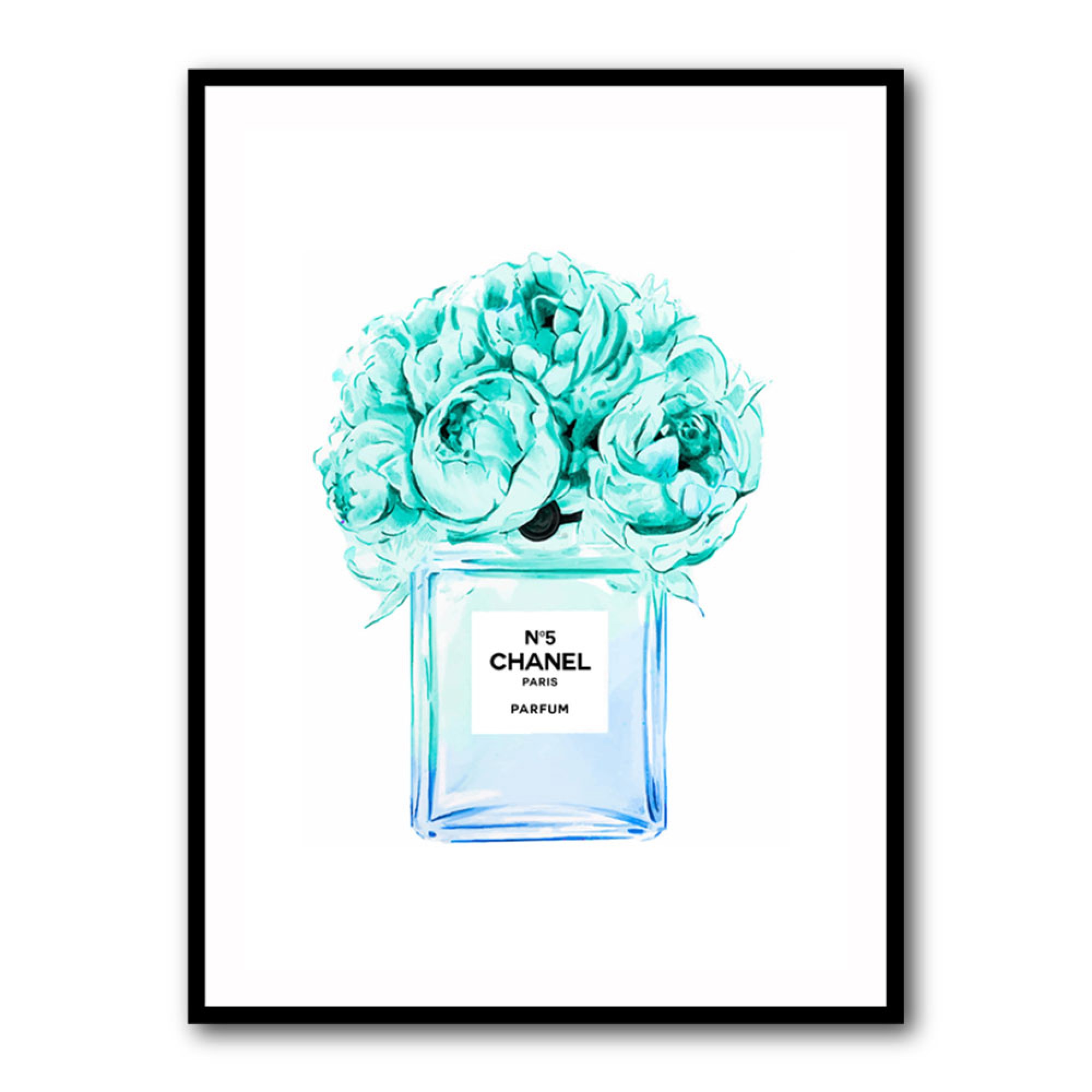 Chanel Blue Flower Perfume Bottle Wall Art