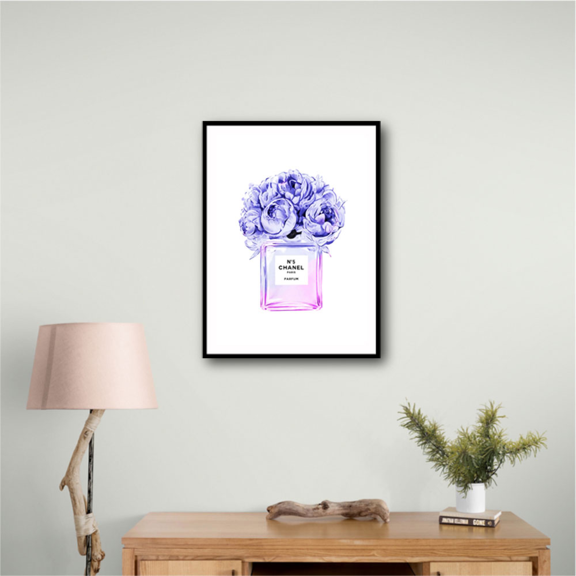 Chanel Violet Flower Perfume Bottle Wall Art