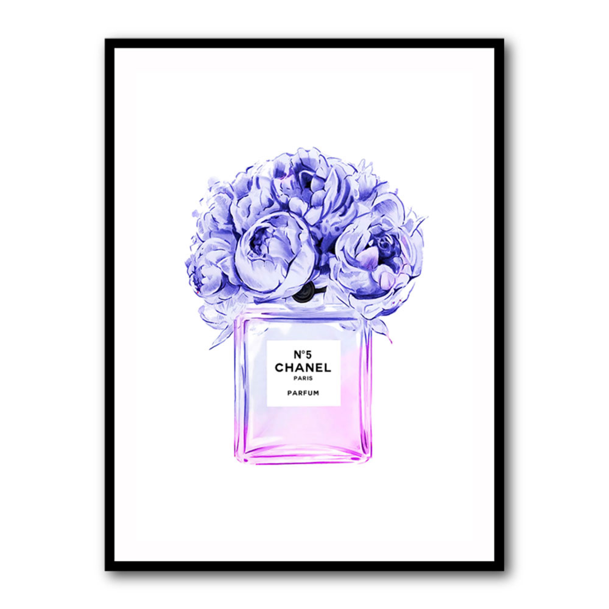 Chanel Violet Flower Perfume Bottle Wall Art
