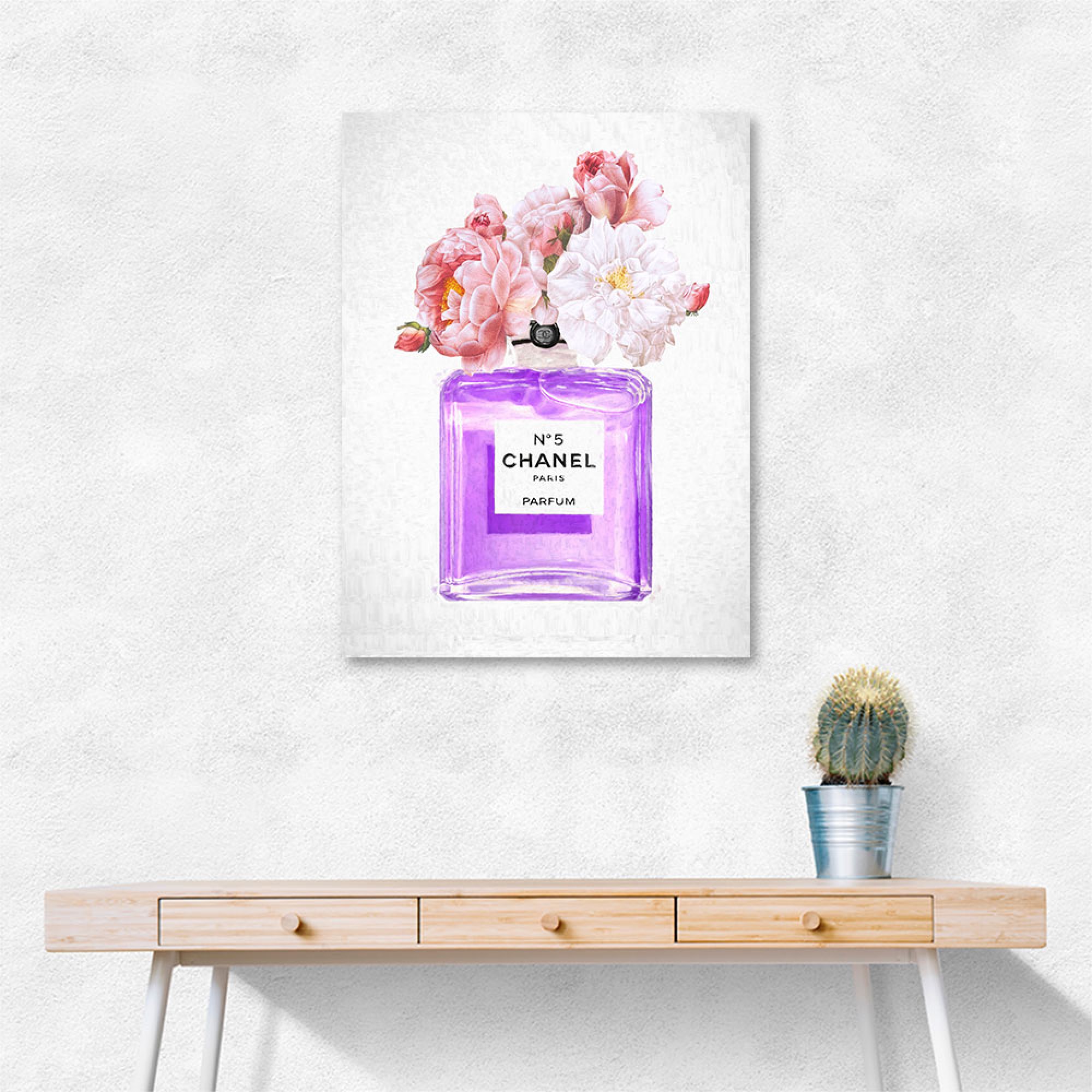 Chanel Purple Perfume Flowers Wall Art