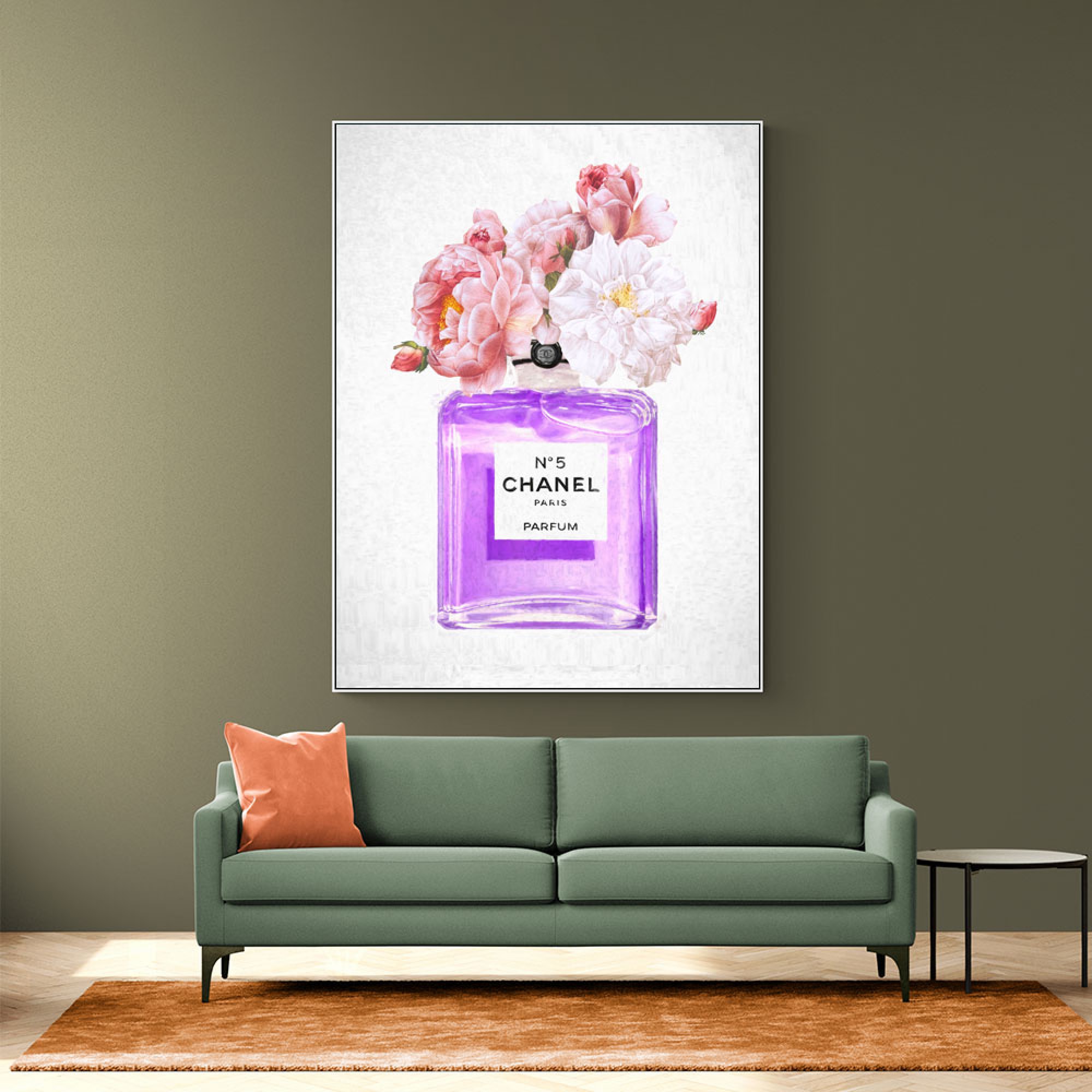 Chanel Purple Perfume Flowers Wall Art