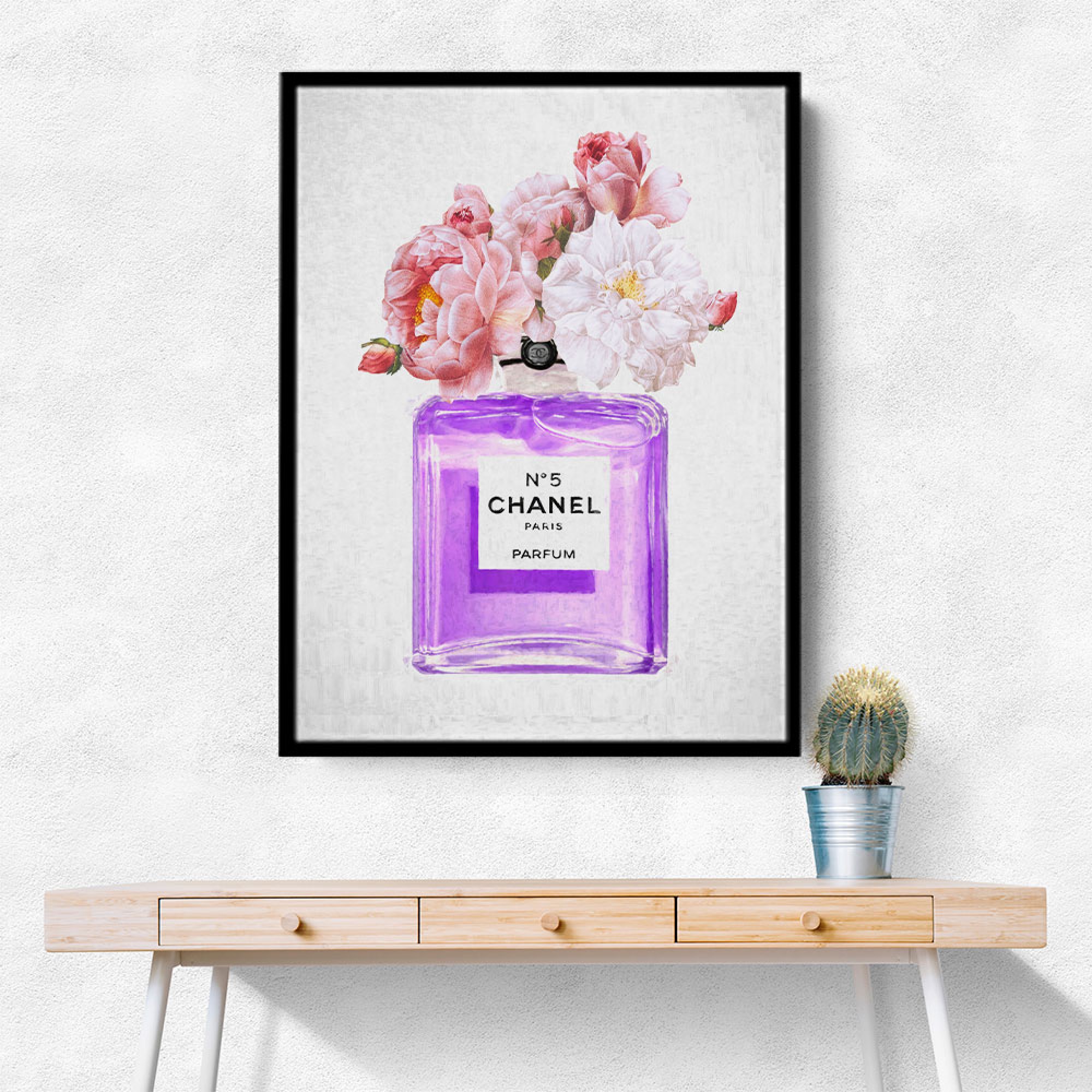 Chanel Purple Perfume Flowers Wall Art