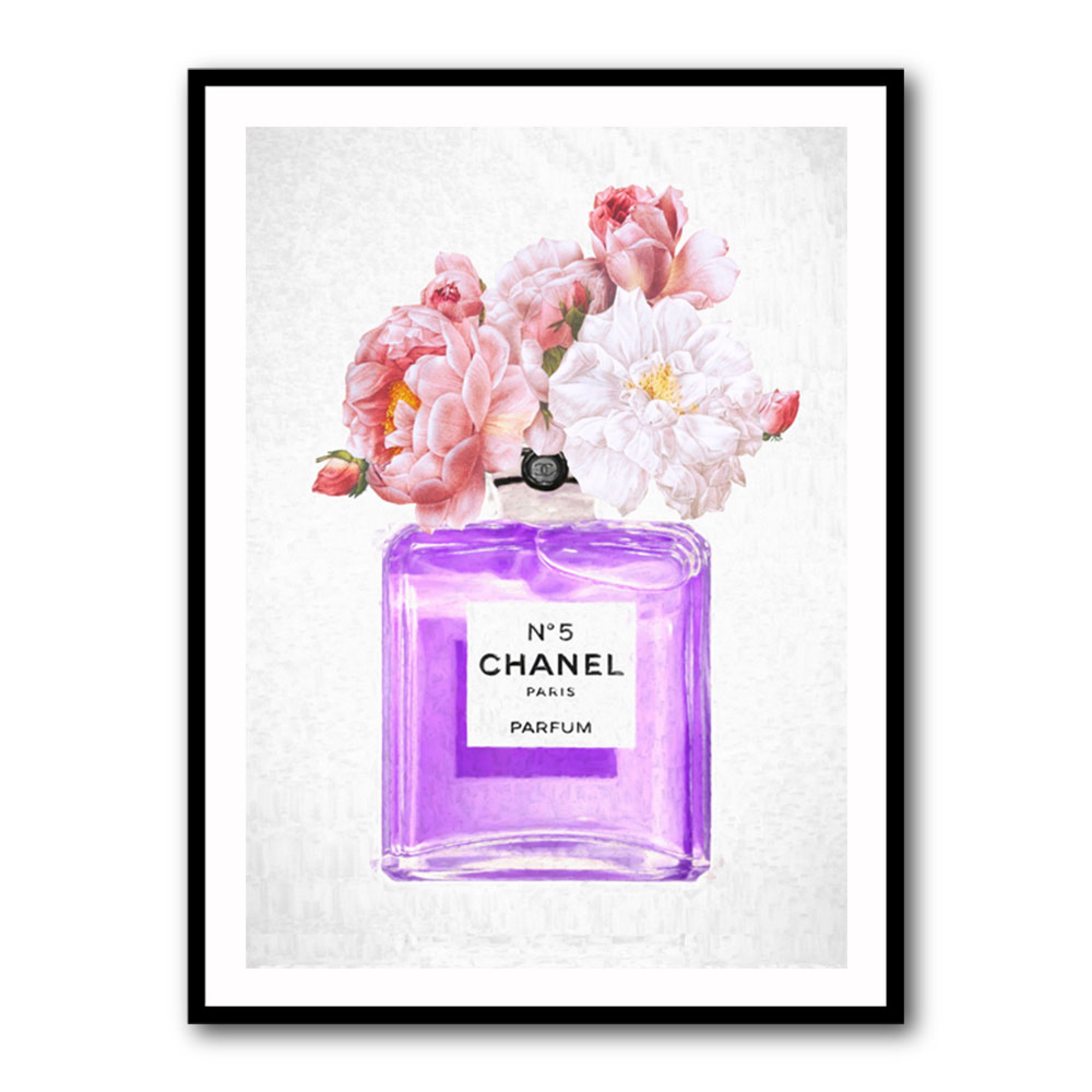 Chanel Purple Perfume Flowers Wall Art