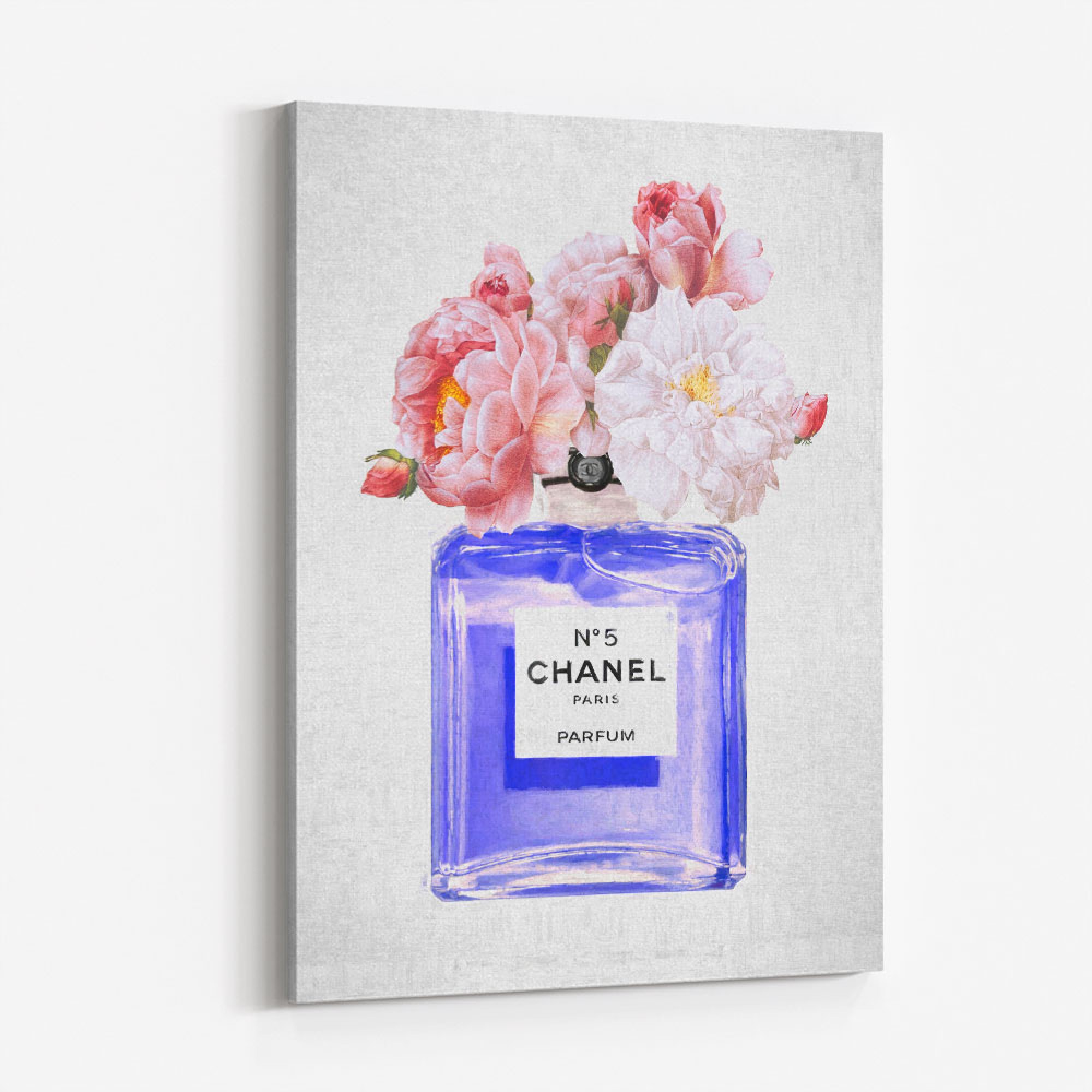 Chanel Blue Perfume Flowers Wall Art