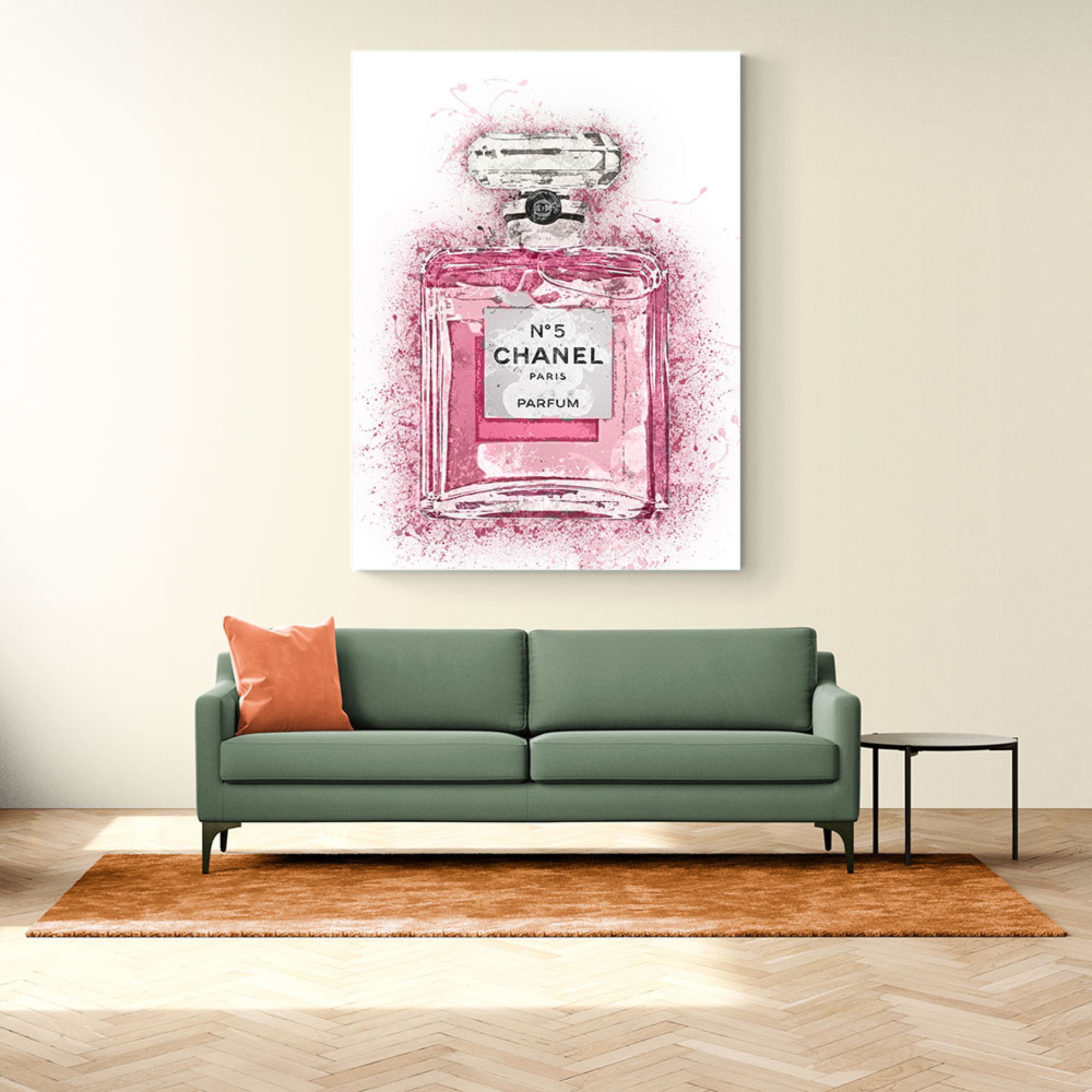 Chanel No 5 Pink Splatter Wall Art