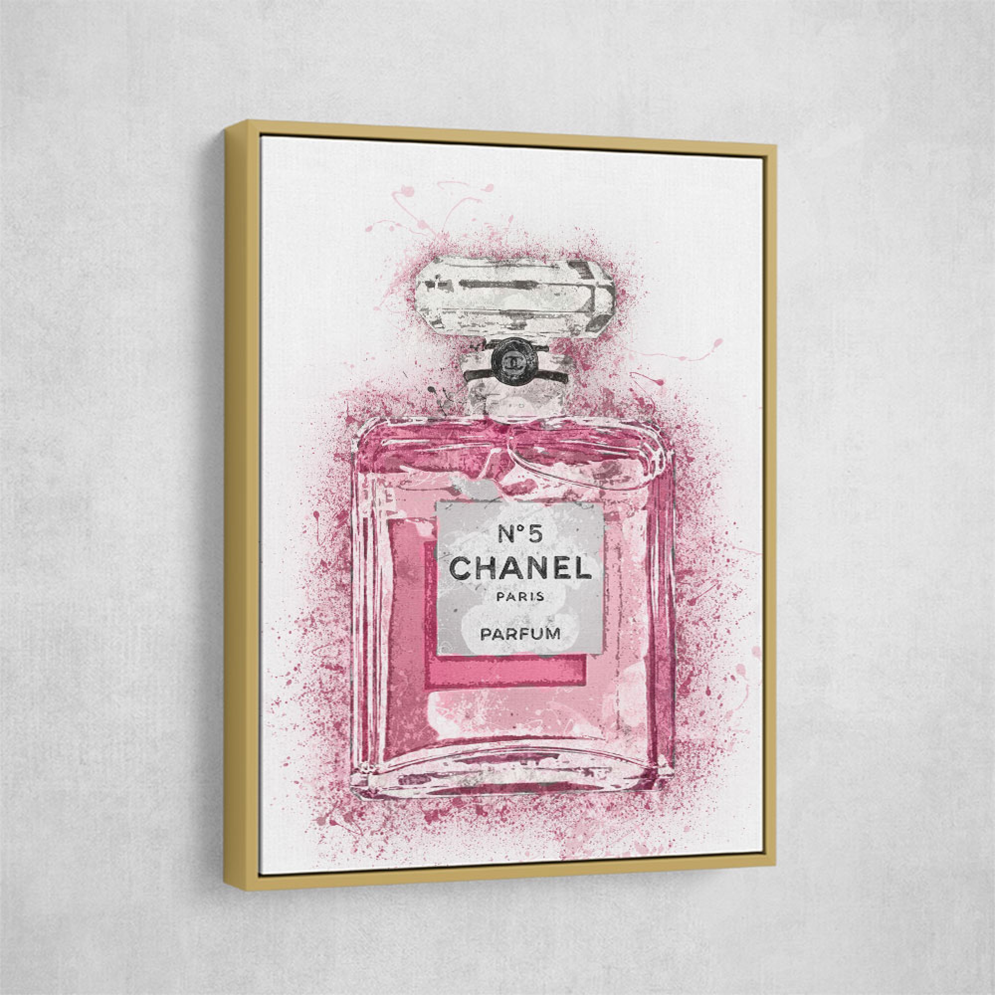 Chanel No 5 Pink Splatter Wall Art