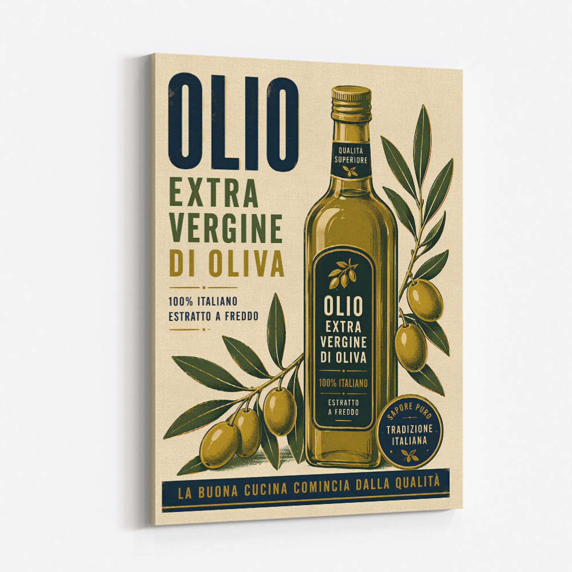 Olive Oil Bottle Vintage Italian Ad Art Print | Kitchen Wall Art UAE ...