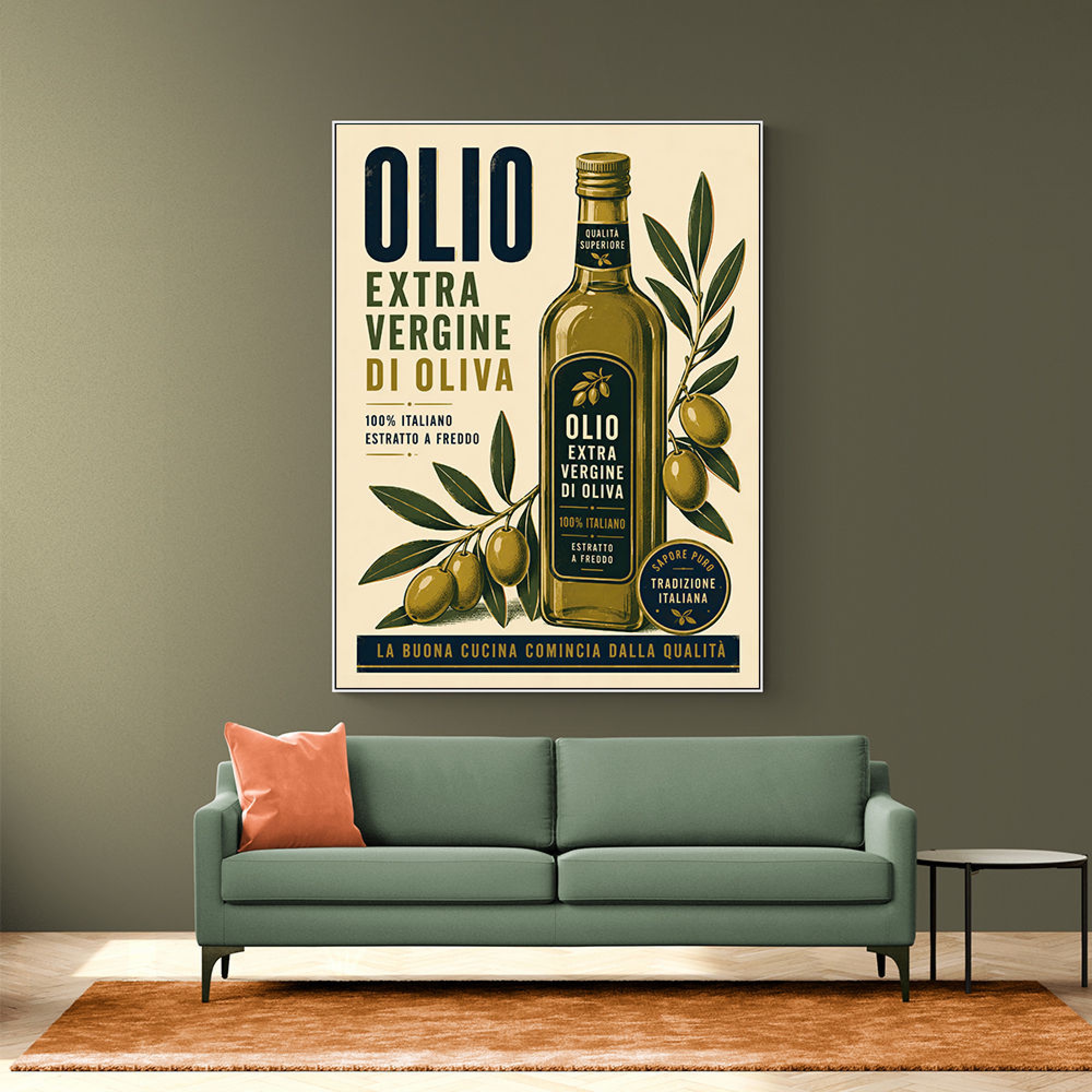 Olive Oil Bottle Vintage Italian Ad Art Print | Kitchen Wall Art UAE ...
