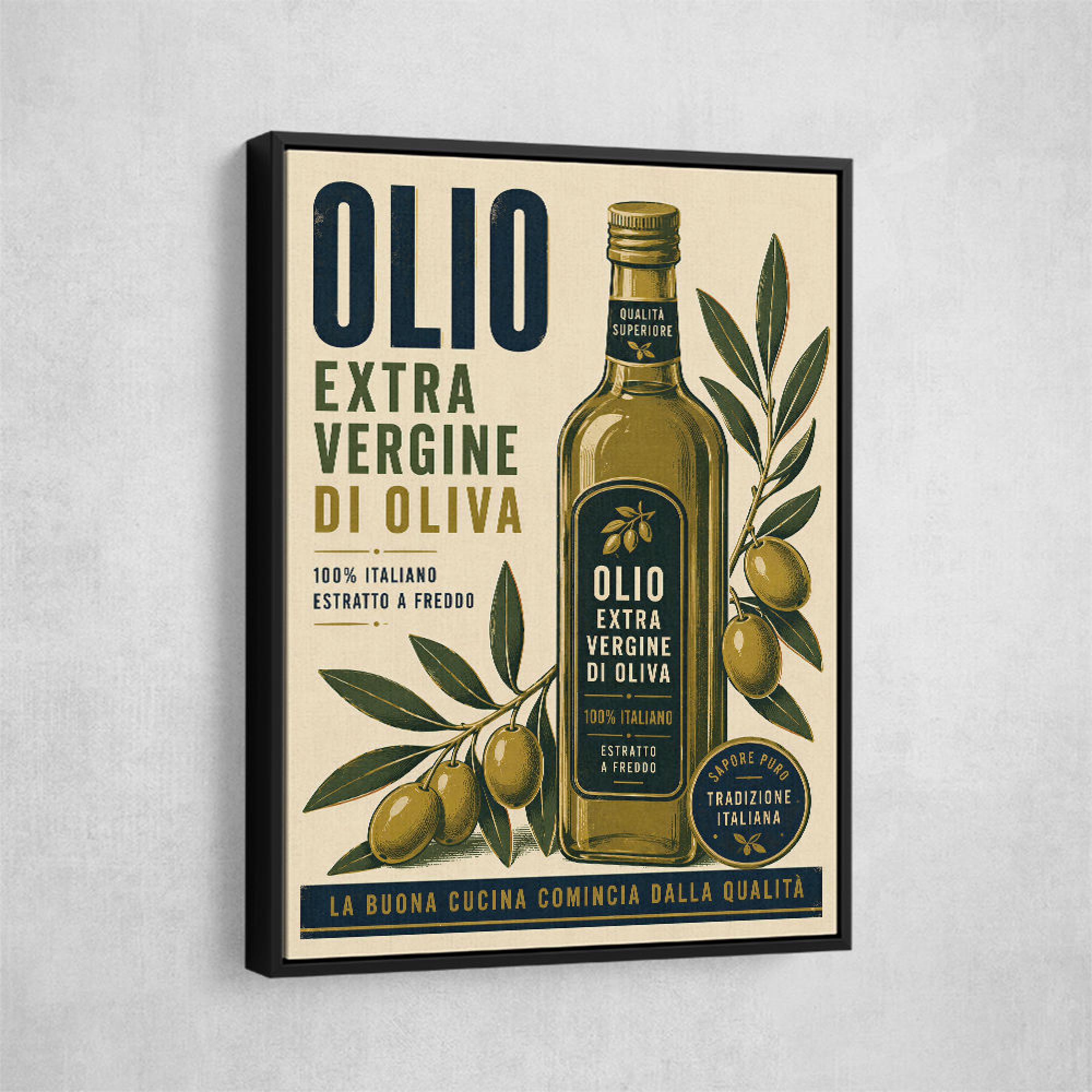 Olive Oil Bottle Vintage Italian Ad Art Print | Kitchen Wall Art UAE ...